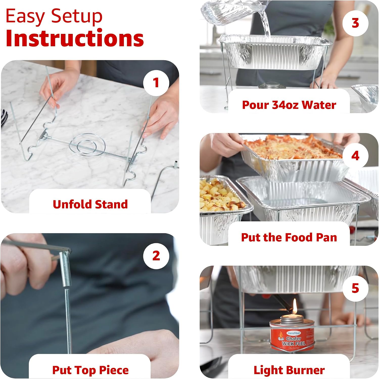 Disposable Chafing Dish Buffet Set, Food Warmers for Parties, Catering ...