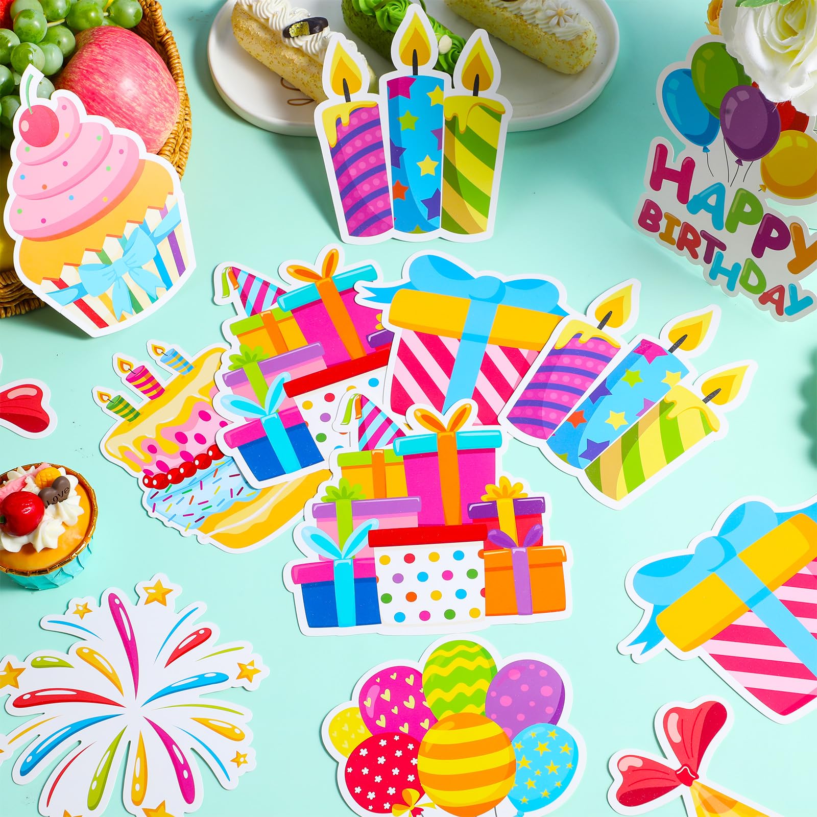 Snapklik.com : 45 Pcs Birthday Party Cutouts Happy Birthday Paper Cuts ...