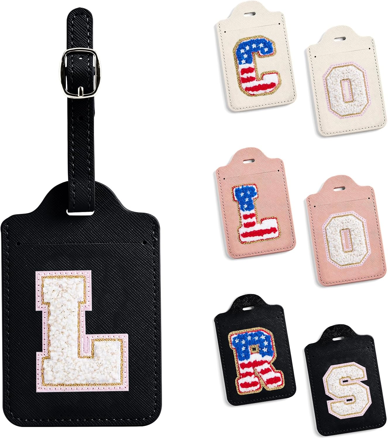Amazon.com: Hbhpov Personalized Initial Letter Luggage Tags for Suitcases,PU Leather Baggage Tag ...
