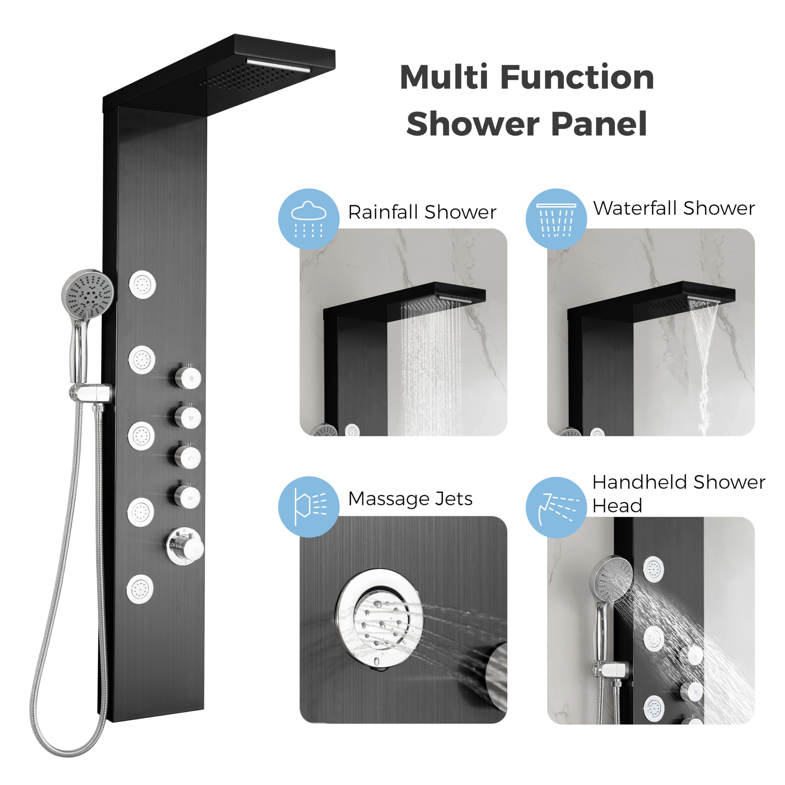 Snapklik.com : DELAVIN Shower Panel Stainless Steel Shower Tower Panel ...