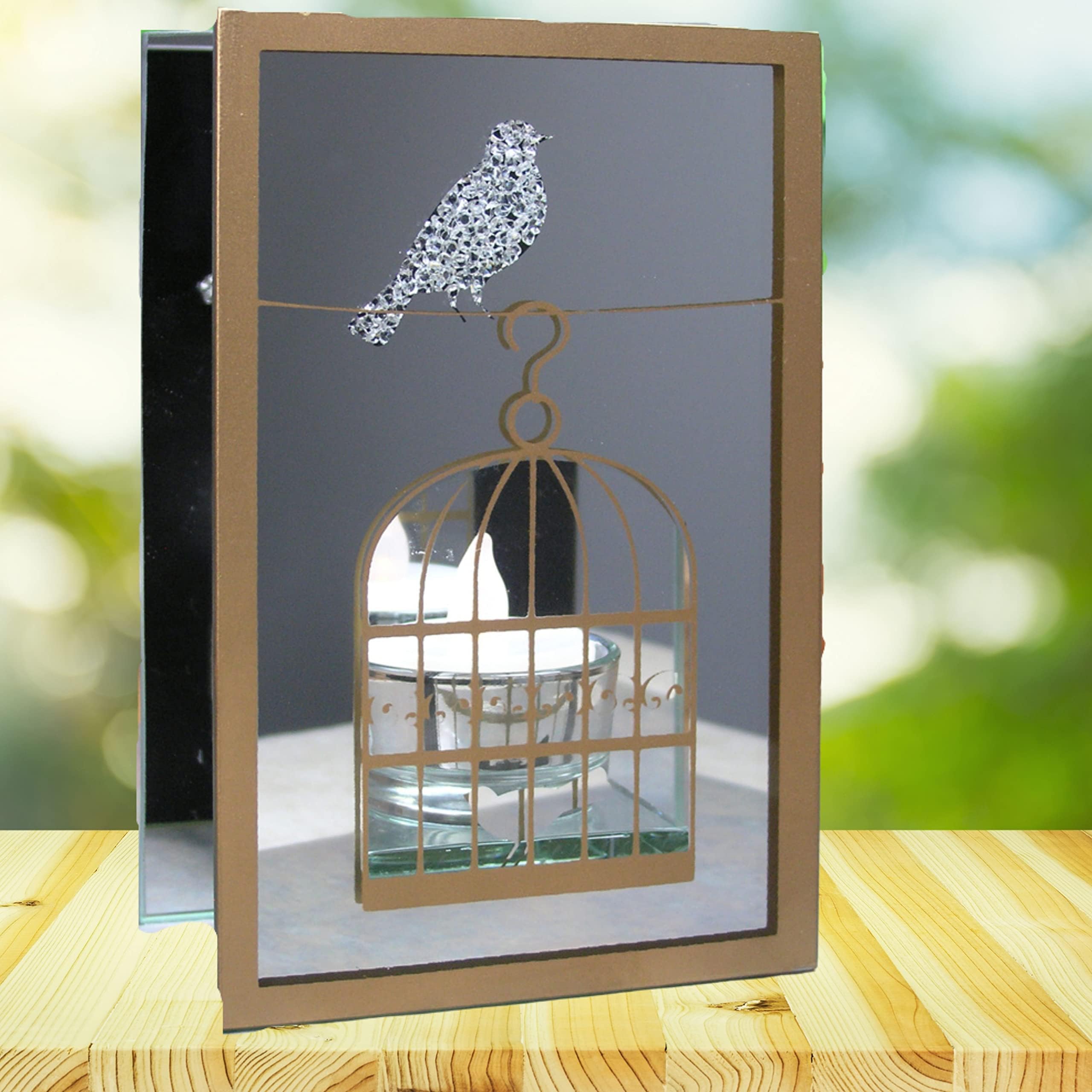 Amazon.com: Infinity LED Tea Light Candle Holder Mirrored Glass Holder ...