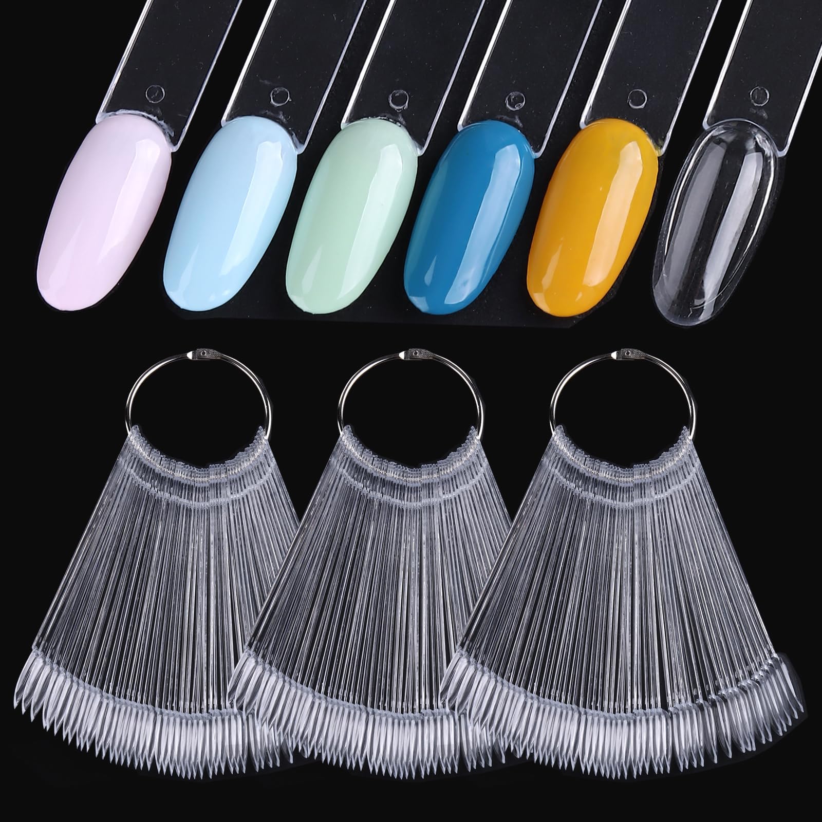 Amazon.com: 150 Pcs Clear Nail Swatch Sticks with Ring, Oval Shape Nail ...