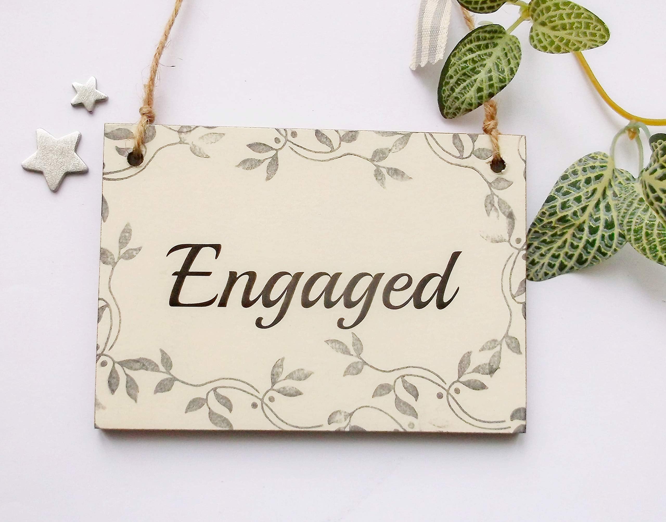 Engaged Vacant Door Sign - Double Sided Wooden Heart Shaped Plaque ...