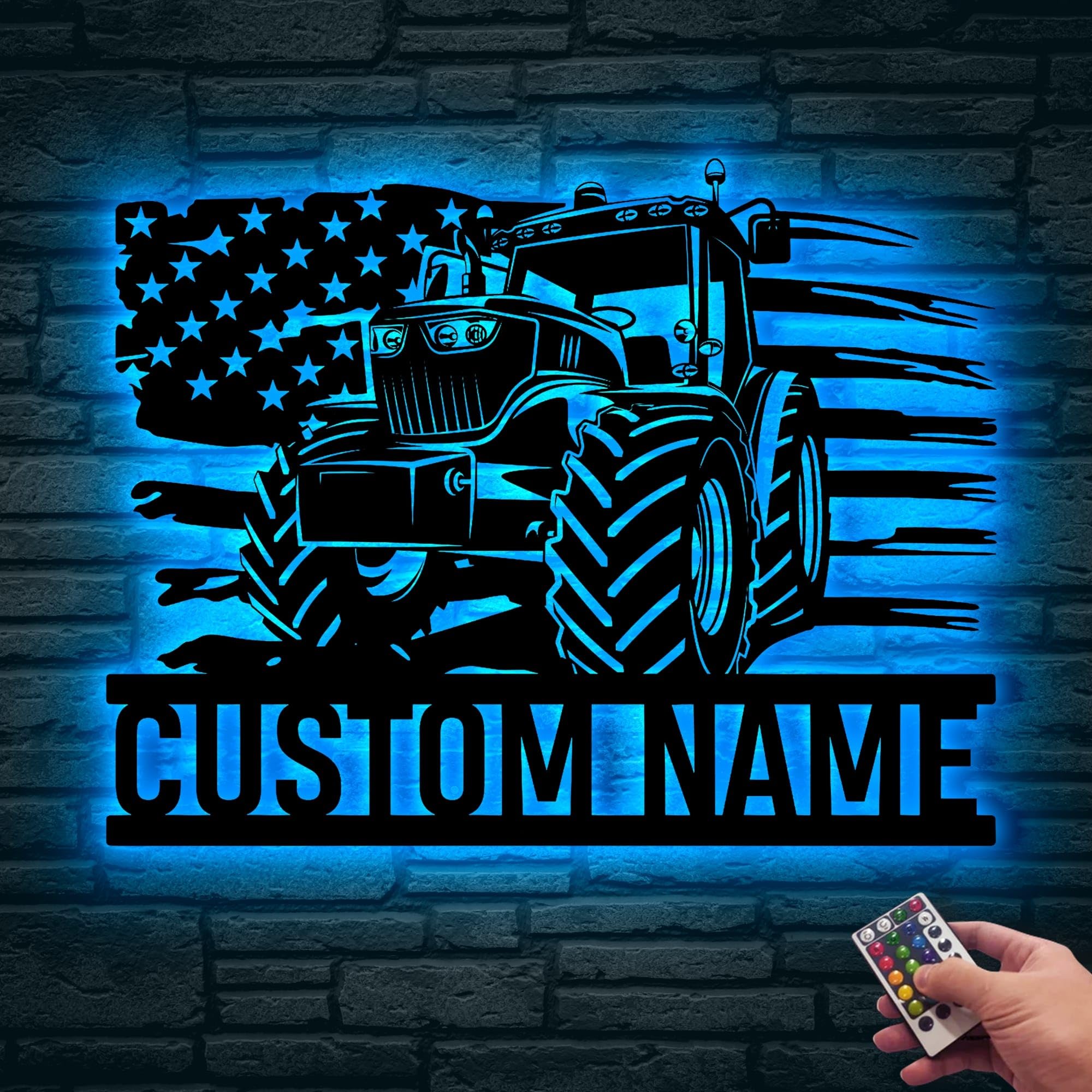 Amazon.com: Custom US Tractor Driver Metal Wall Art LED Light ...