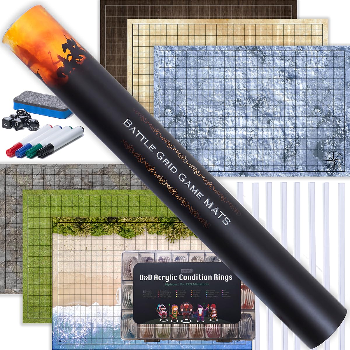 Amazon.com: TIDYBOSS DND Ultimate Player Set -3X Double Sided Battle ...