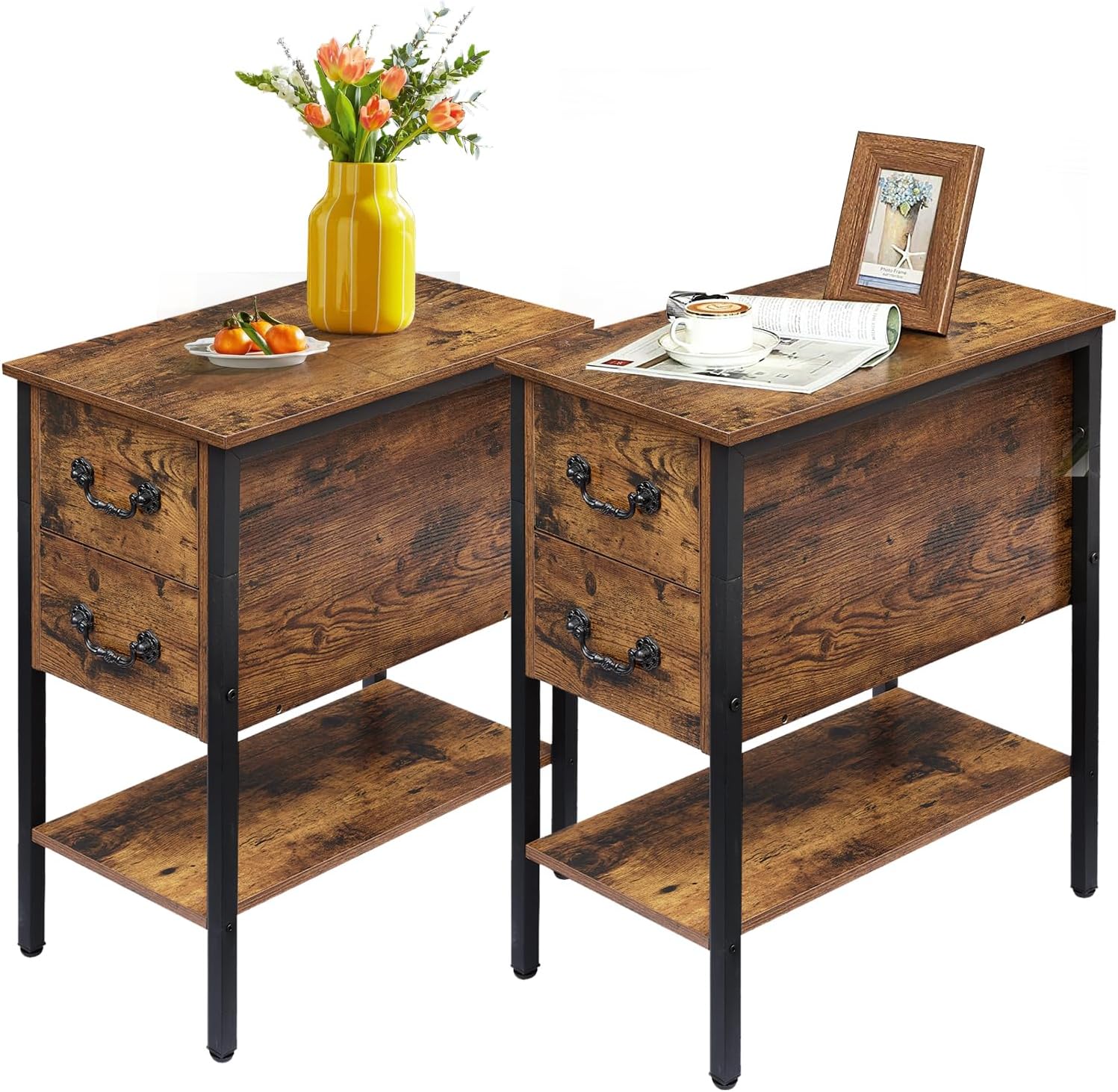 Amazon.com: GAOMON End Table Set of 2 Narrow Side Table with Storage ...