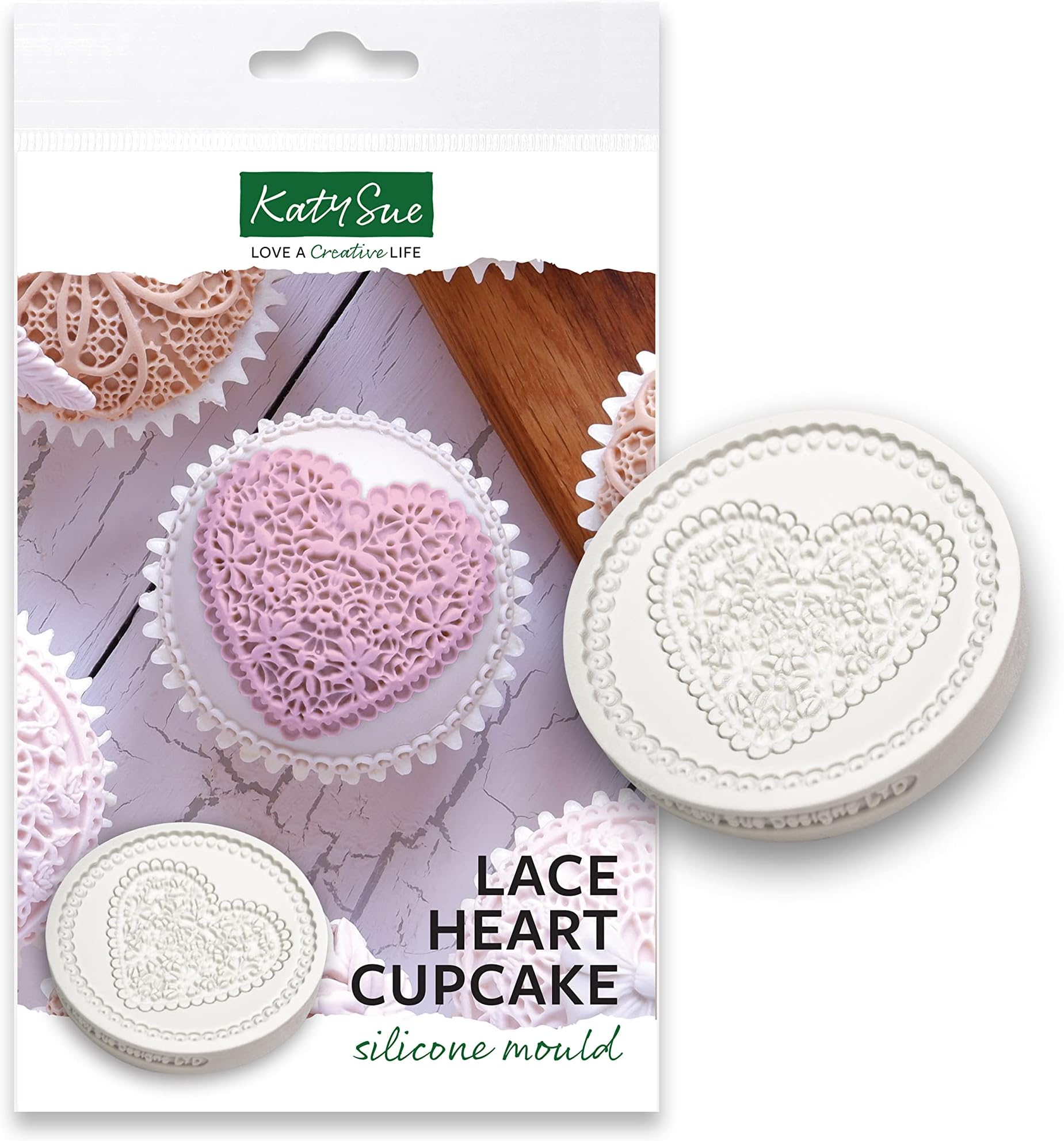 Amazon.com: Katy Sue Lace Heart Cupcake Silicone Mold for Cake ...