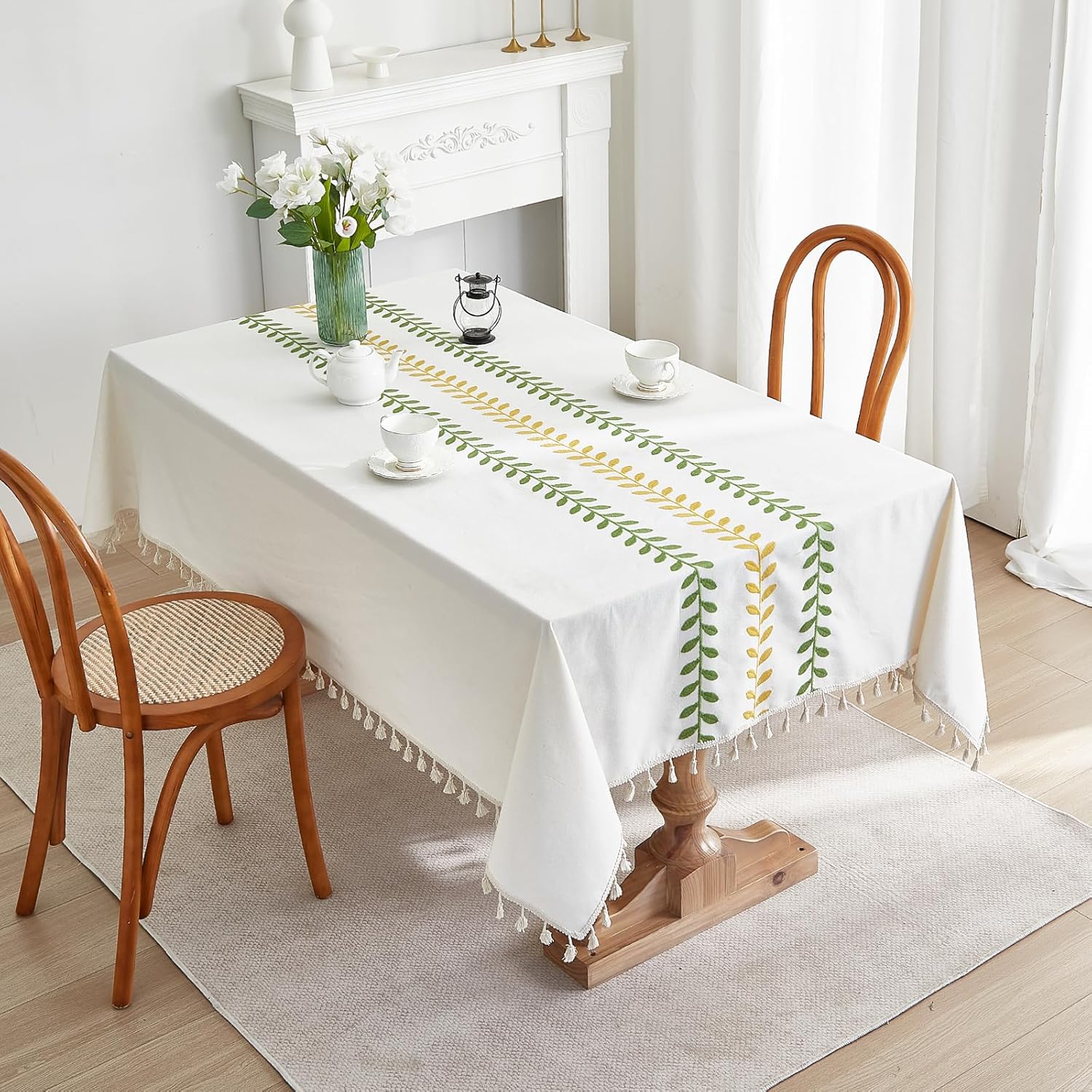 Cream Rectangle Table Cloths, Farmhouse Waterproof Tablecloths for 6 ...