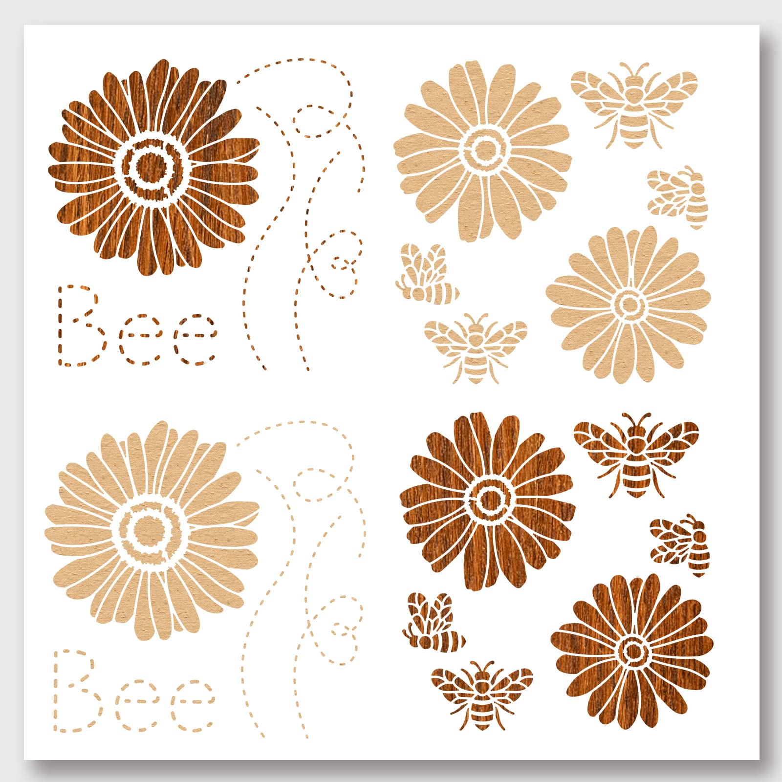 NBEADS 2 Pcs 2 Styles Daisy Bee Stencils, Spring Stencils Reusable ...