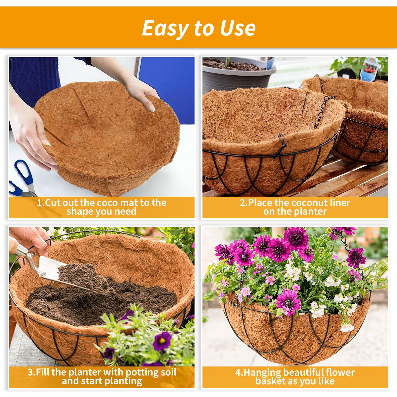 Snapklik.com : 2 Pack Natural Coco Liner Roll, 31X80 Inch Coconut ...