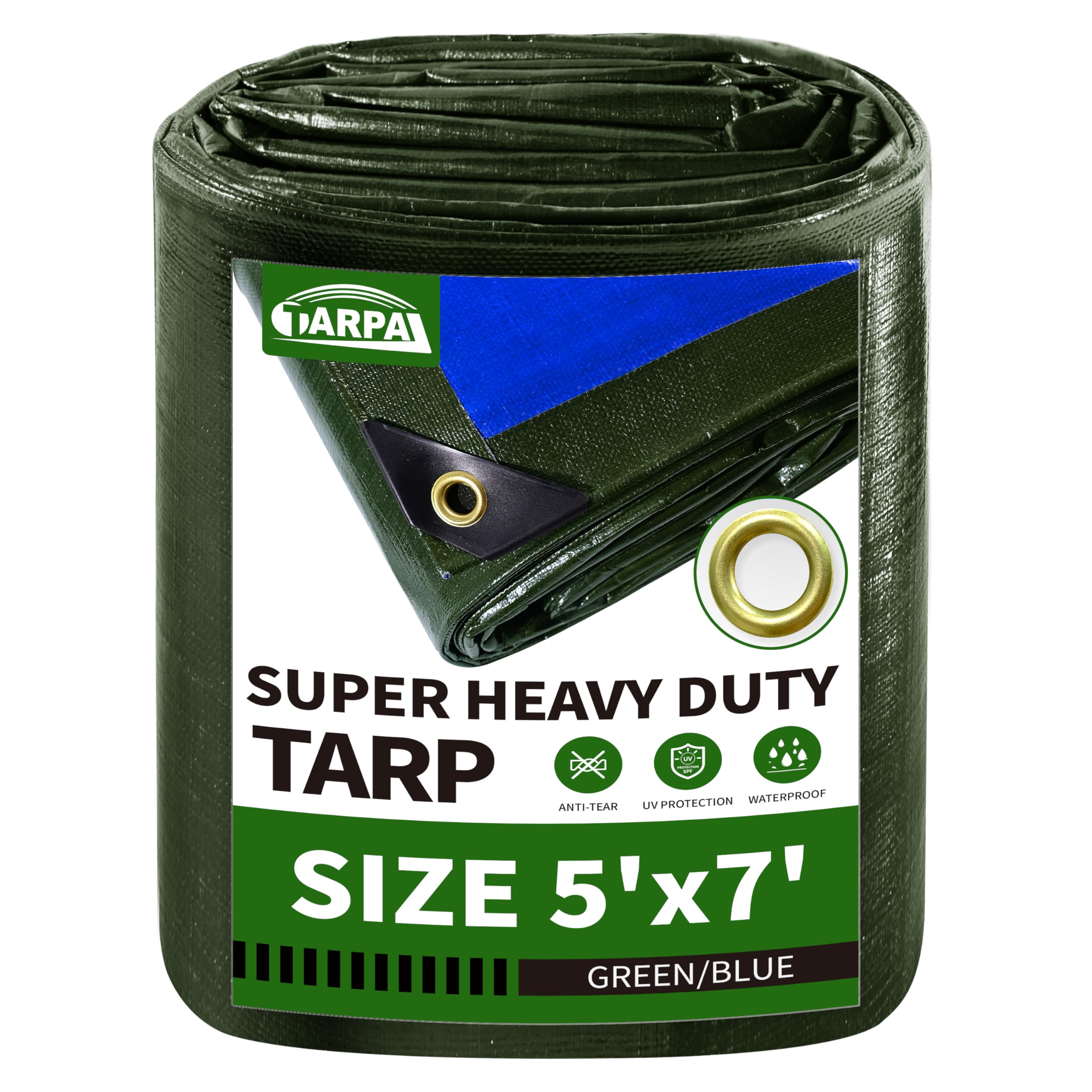 Amazon.com: TARPAL Tarps Waterproof 5x7 Green Heavy Duty Tarp 16mil ...