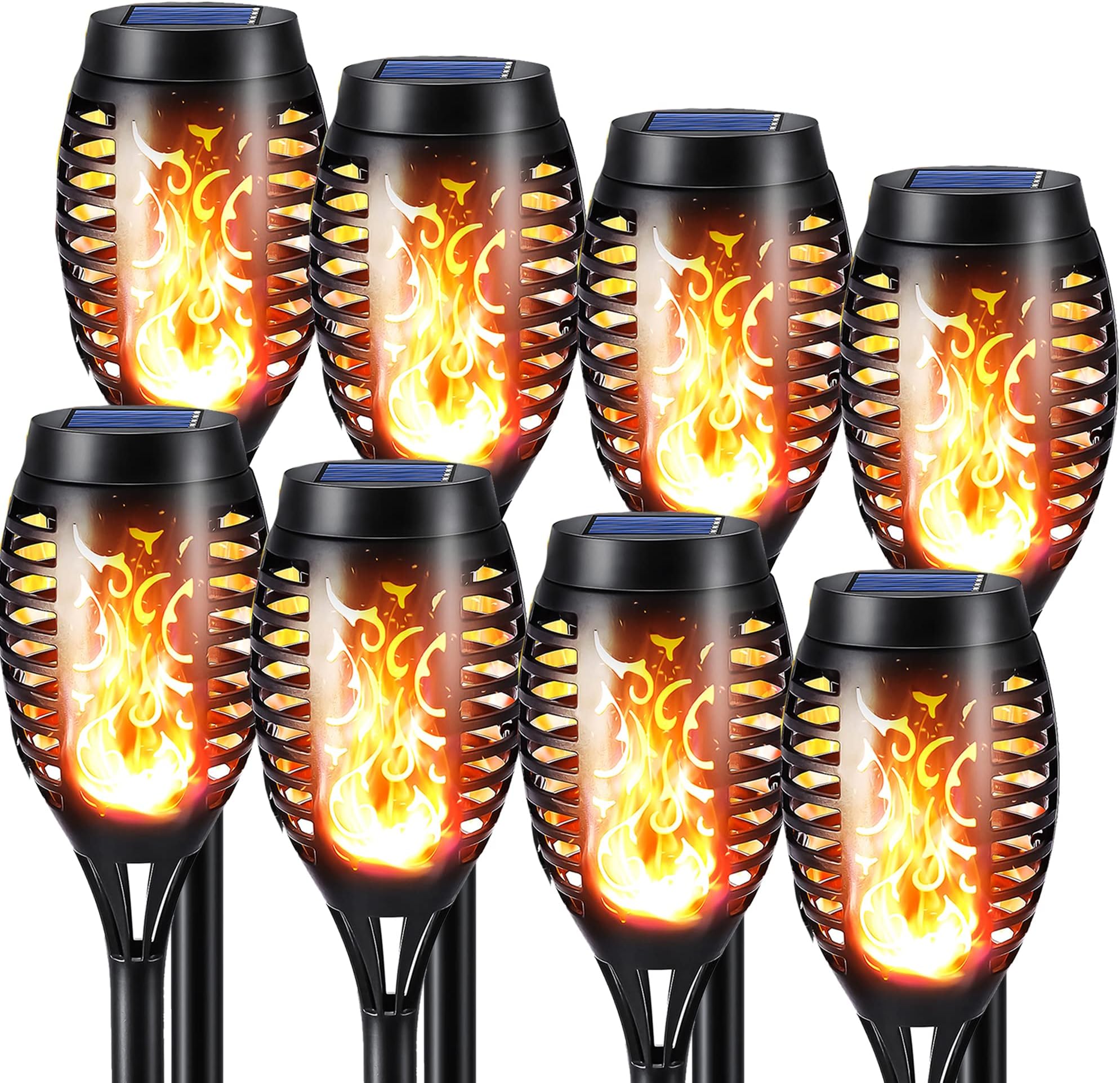 NEXVIN 8 Pack Solar Flickering Dancing Flame Lights Waterproof Solar ...