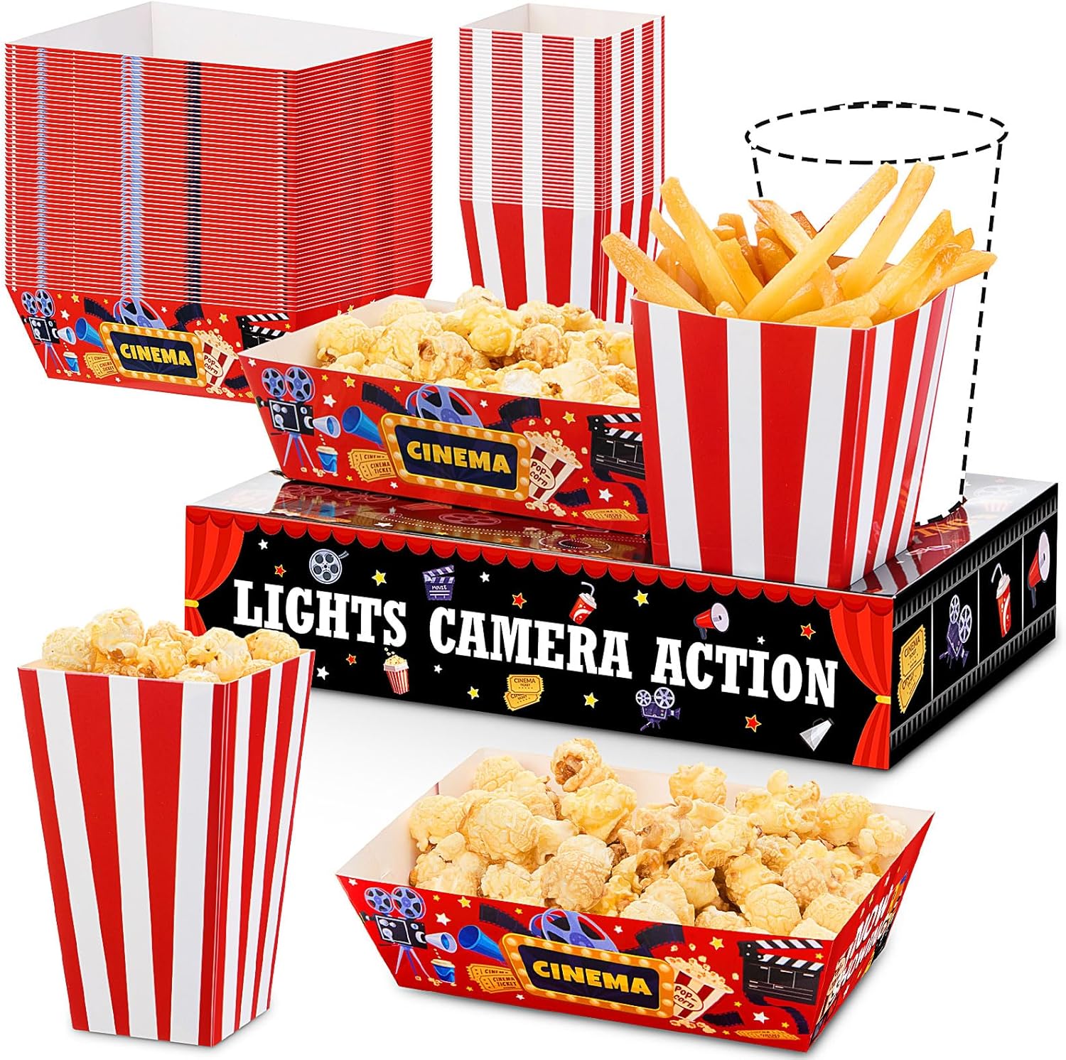 Amazon.com: AmazingSpark 36 Sets Movie Night Snack Trays Popcorn Boxes ...