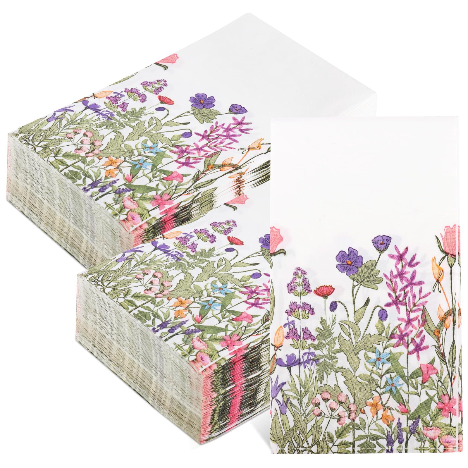 Amazon.com: 60 PCS Floral Napkins Watercolour Floral Disposable Napkins ...