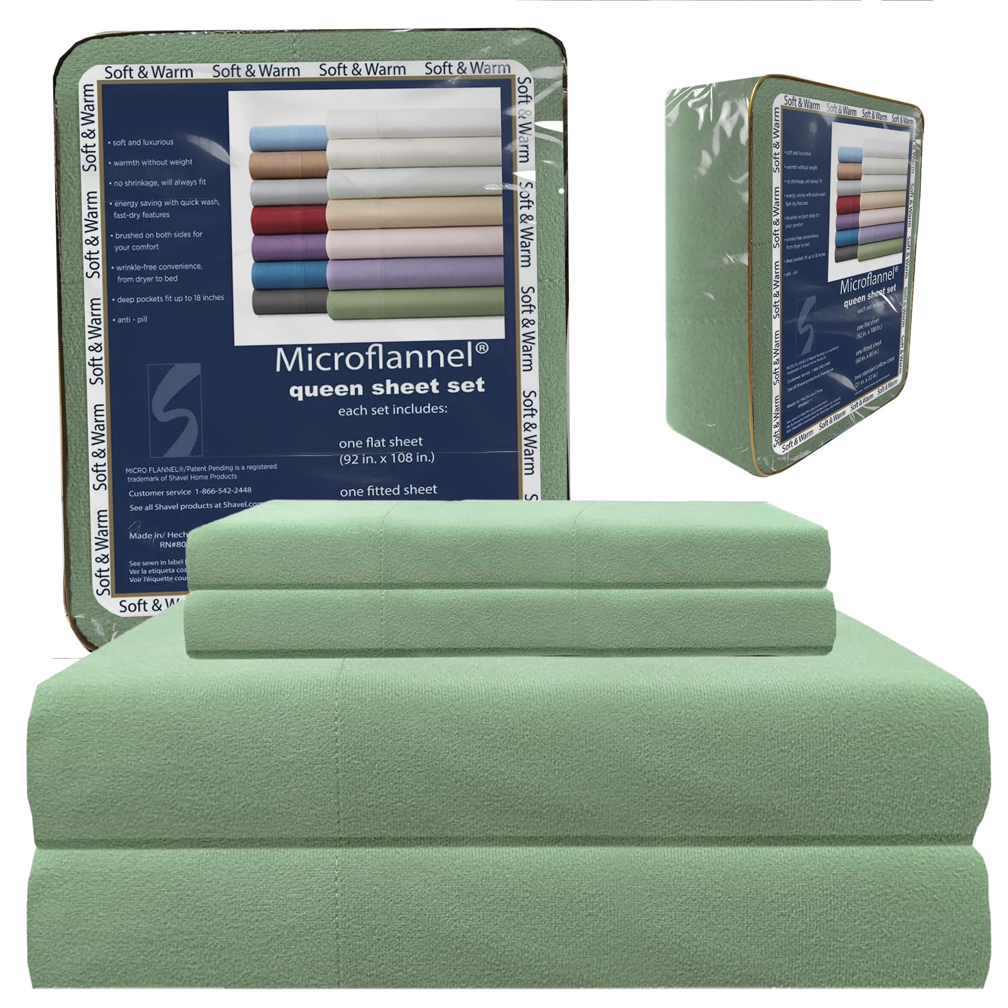 Amazon.com: Thermee Micro Flannel Sheets Set, Queen-Size Sheet Set ...