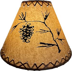 Rustic Oiled Craft Paper Laced Pine Cone Scene Lamp Shade - 14 ...