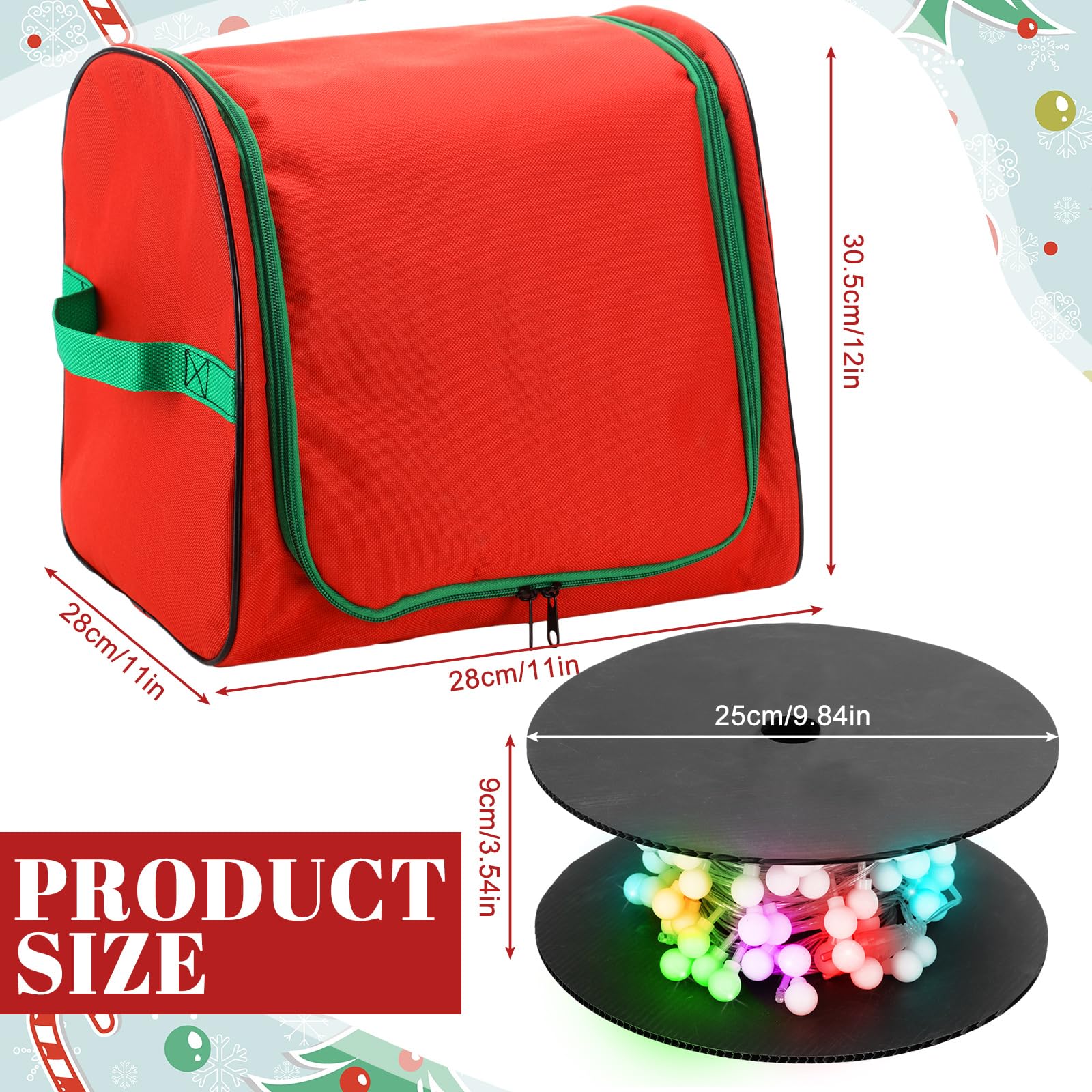 Abbylike Christmas Light Storage Bag with 3 Hollow Plastic Reels ...