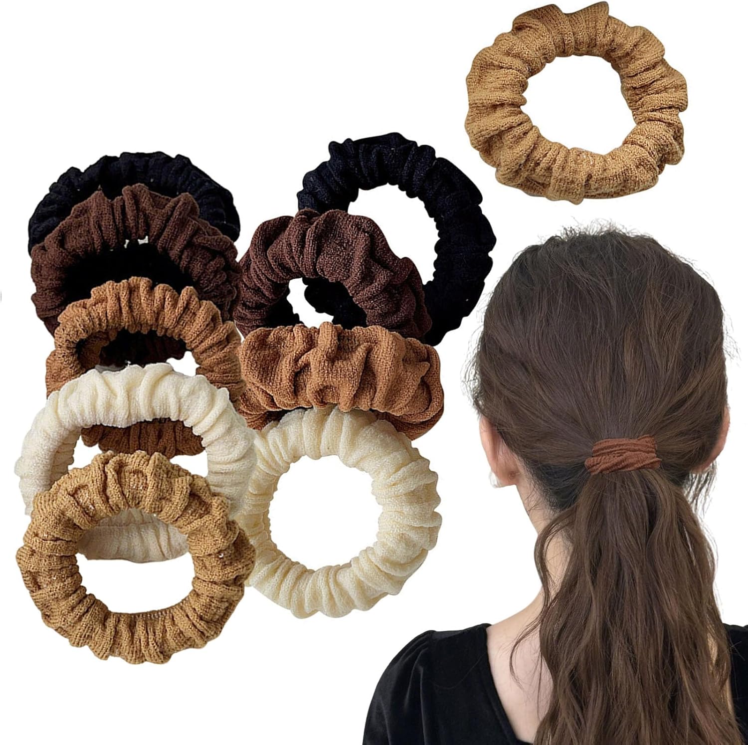 Amazon | shefun ヘアゴム 黑 茶 太さ 3cm 10個セット 直径5cm 大人 髪ゴム ポニーテールレディース 高弾性 跡がつかない 髪 ゴム JP222 | shefun ...