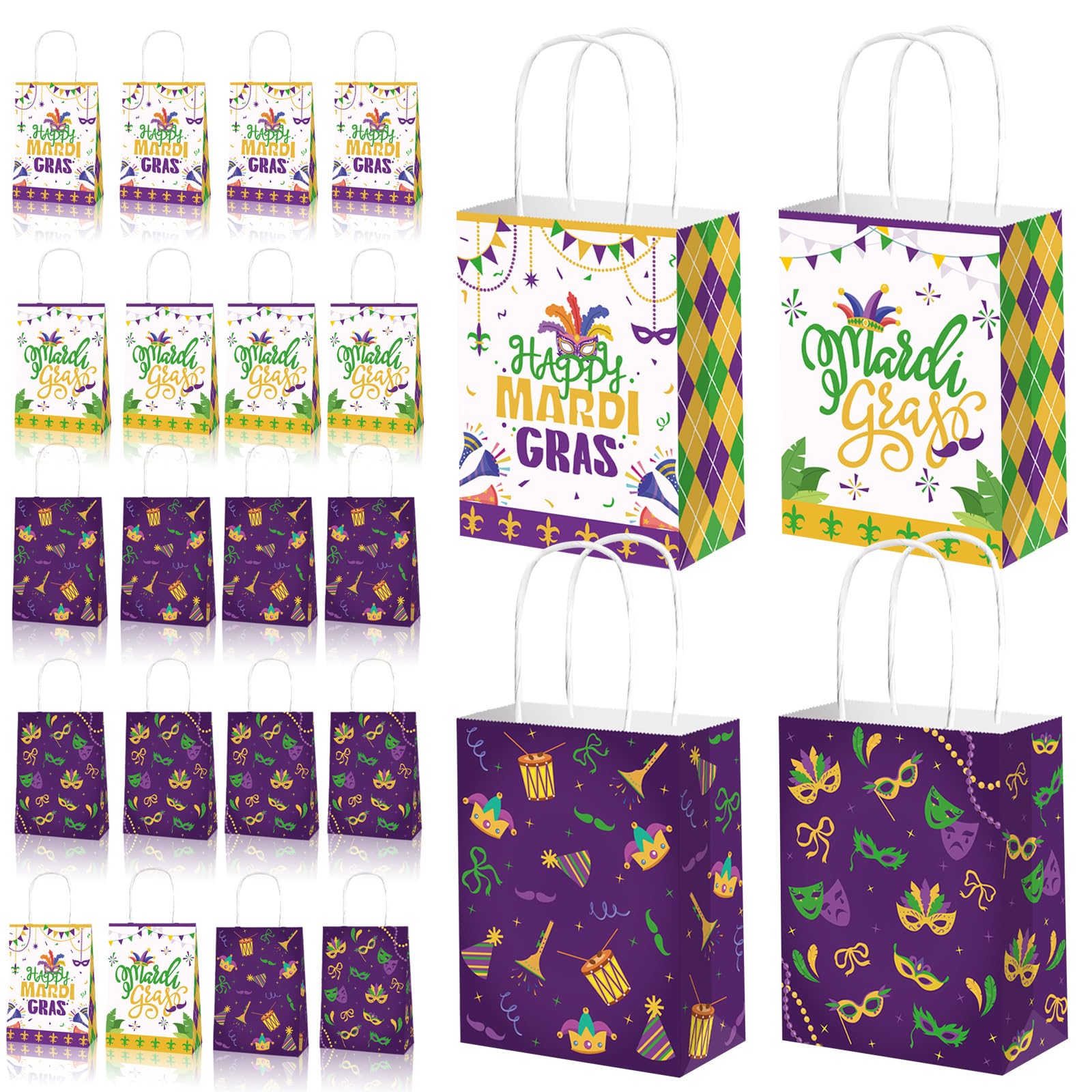 Amazon.com: CIEOVO 24 Pack Mardi Gras Party Supplies Paper Gift Bags ...