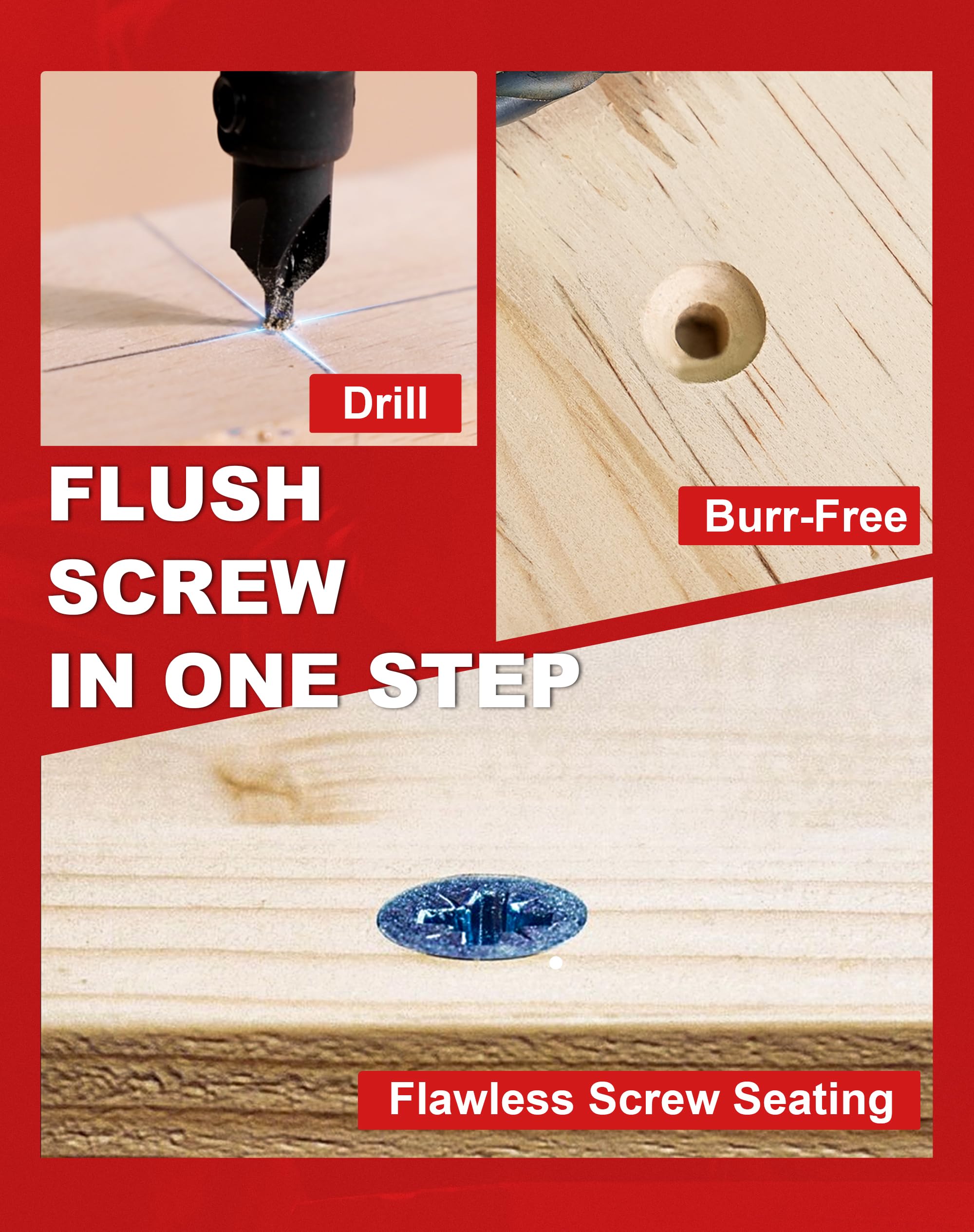 Snapklik.com : Countersink Drill Bit Set, 8 PCS Tapered Drill Bits ...