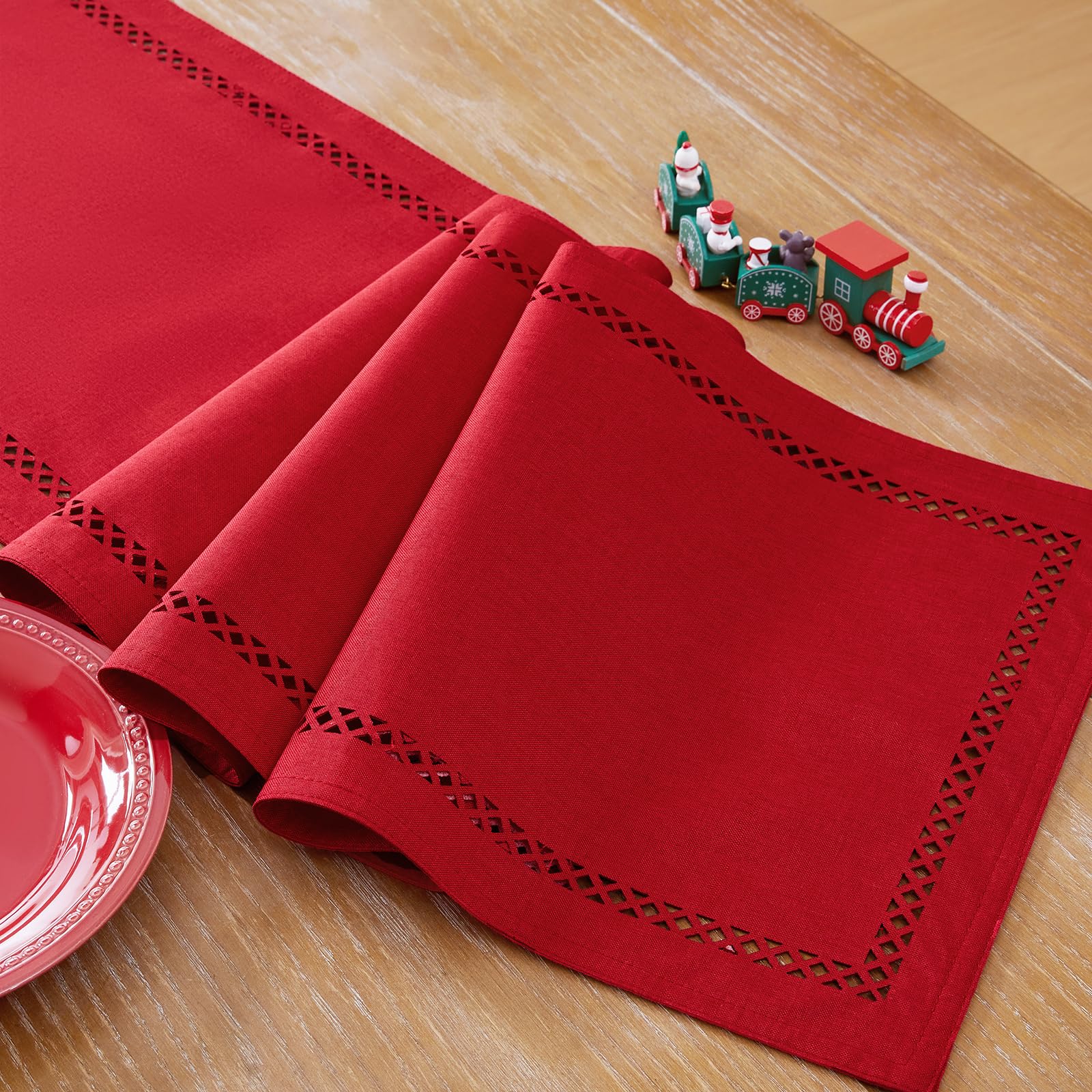 Amazon.com: Aoztio Burlap Style Farmhouse Table Runner, 13 x 90 Inch ...