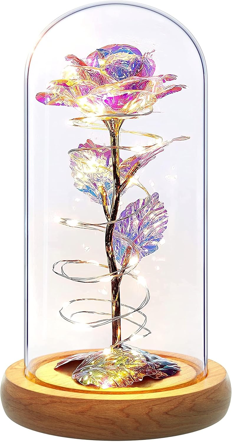 Amazon.com: Galaxy Roses - Eternal Glass Rose with LED Lights - Coolest ...