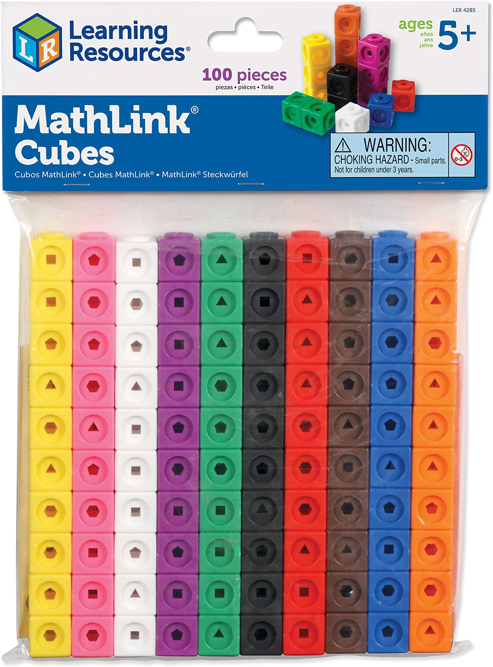 Learning Resources MathLink Cubes - Set of 100 Cubes, Ages 5+, Develops ...