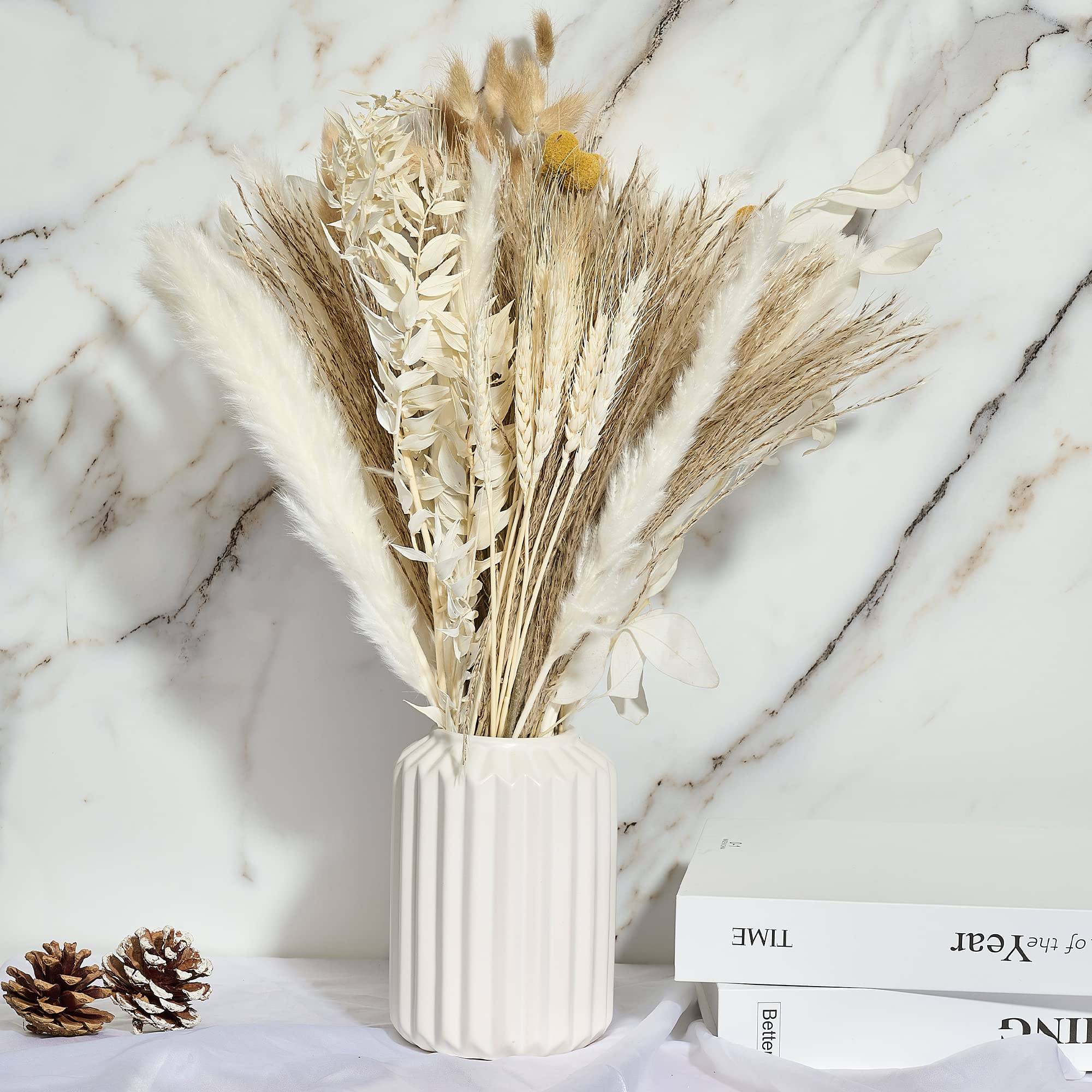 Snapklik.com : Natural Dried Flowers Decor - 88Pcs 17.5" Fluffy Pampas ...