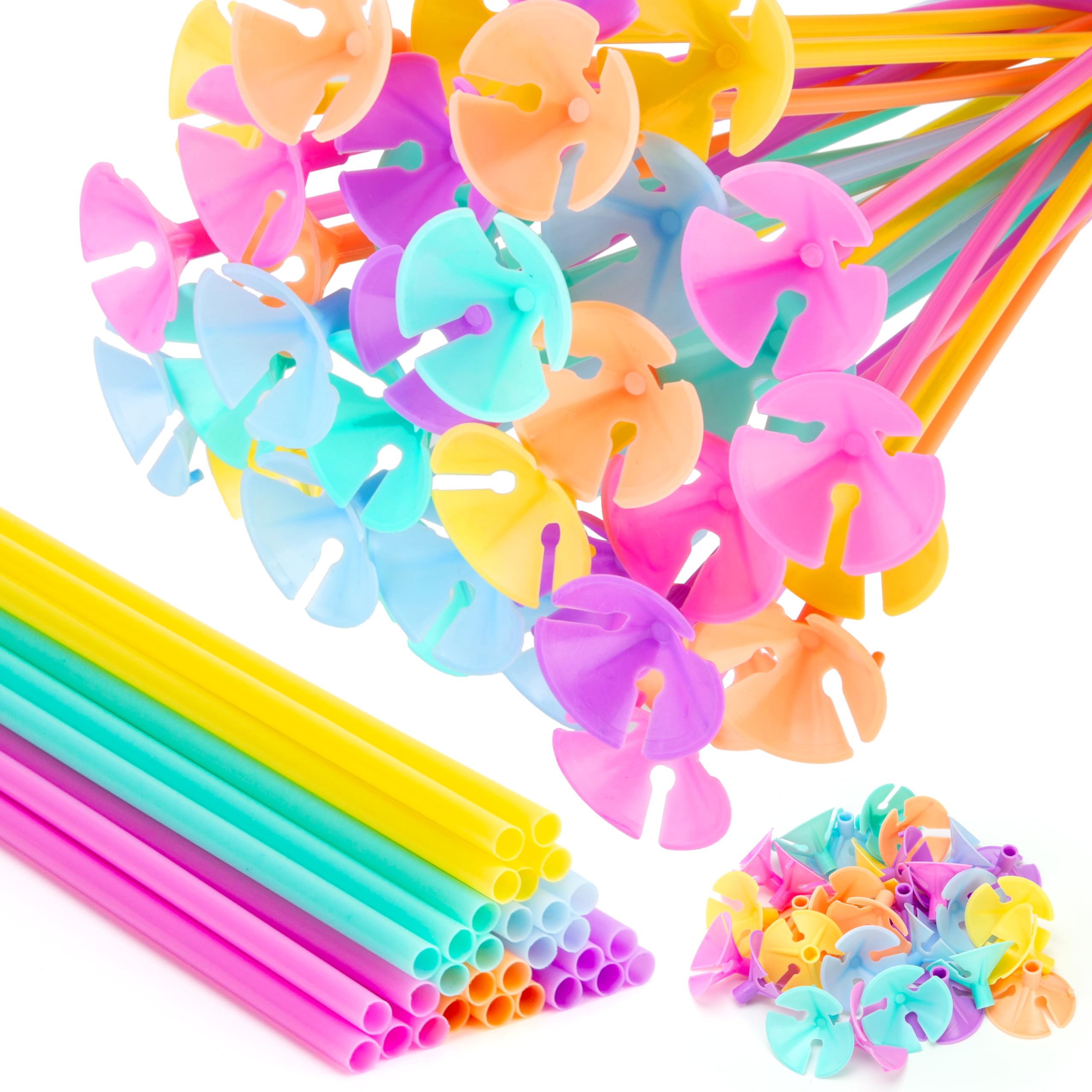 Amazon.com: PP OPOUNT 36 PCS Colored Balloon Sticks with Cups, Plastic ...