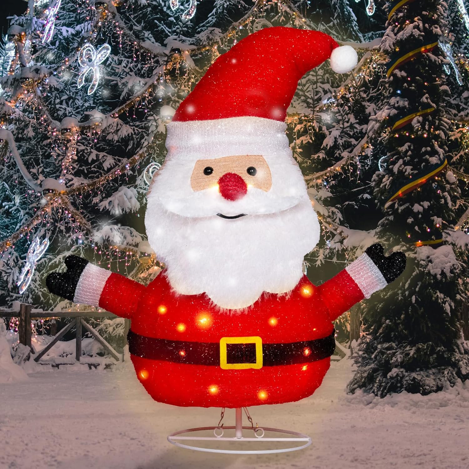 Amazon.com: Lighted Santa Claus Holiday Displays, Light Up Collapsible ...