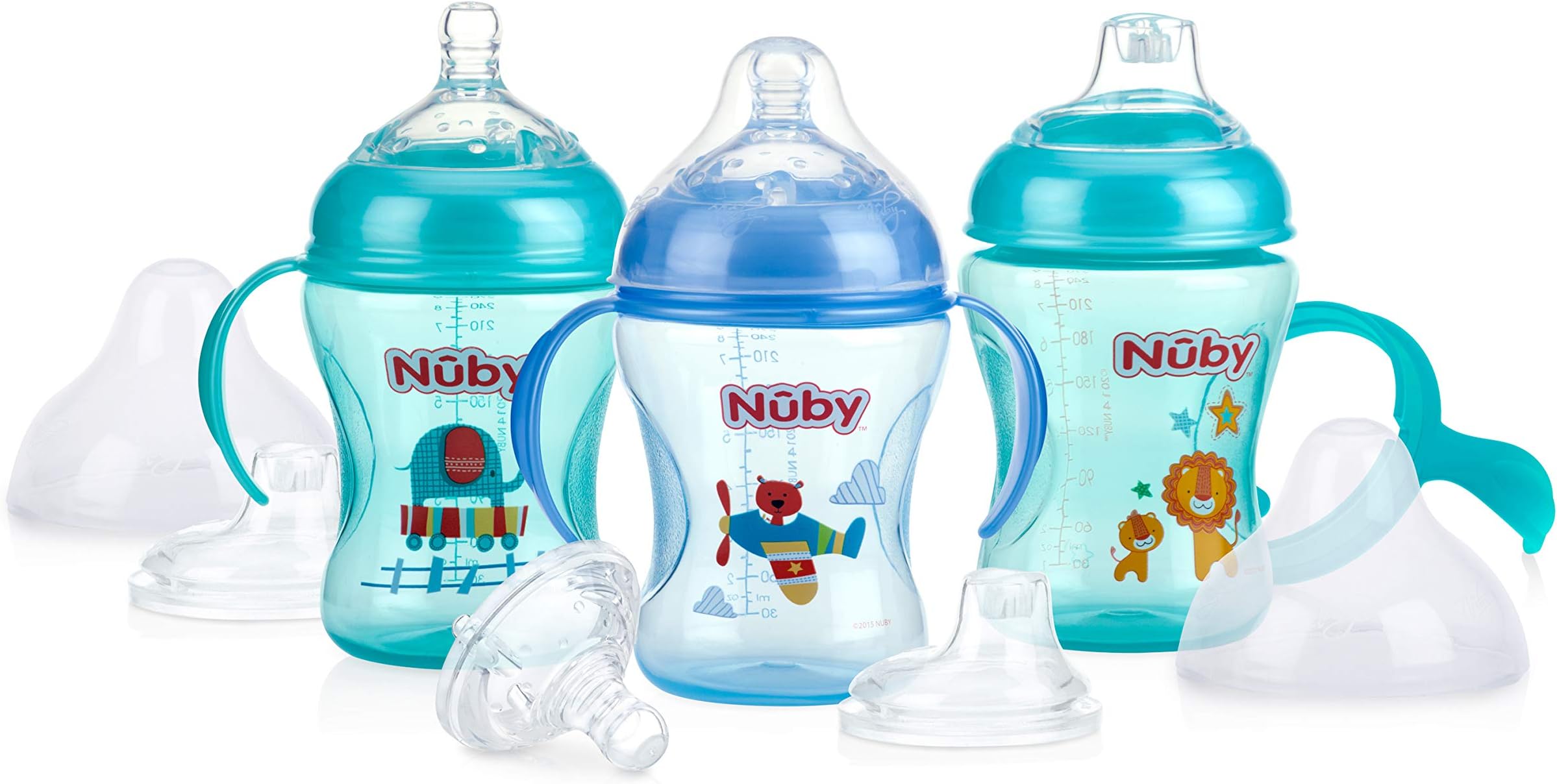 Amazon.com : Nuby Non-Drip 3-Stage Nurser with Wide Neck - Bottle to Sippy Cup - (3-Pack) 11 Oz ...