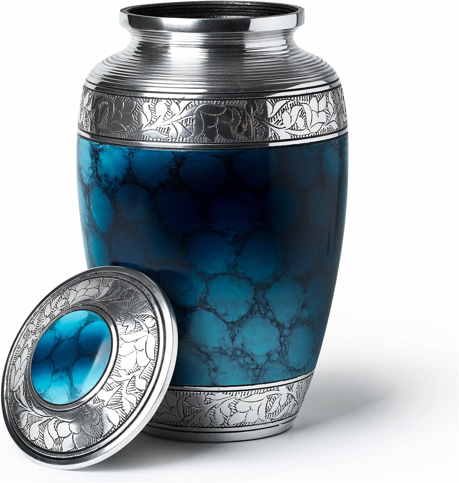 Amazon.com: Cremation Urn Large, Blue Funeral Burial Urns with Velvet ...