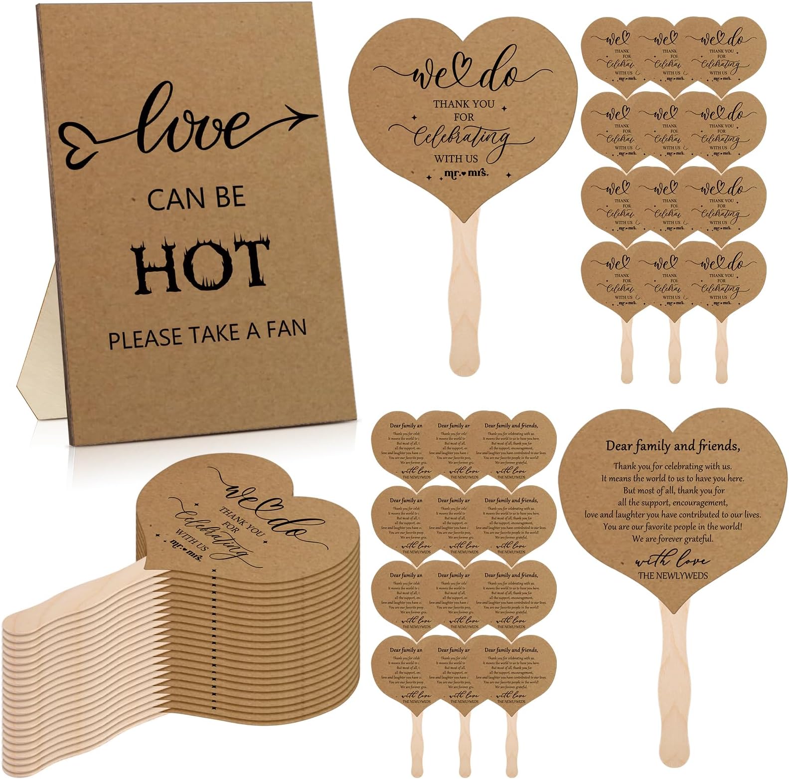 Amazon.com: Fumete 51 Pcs Wedding Fans for Guests Including Acrylic ...
