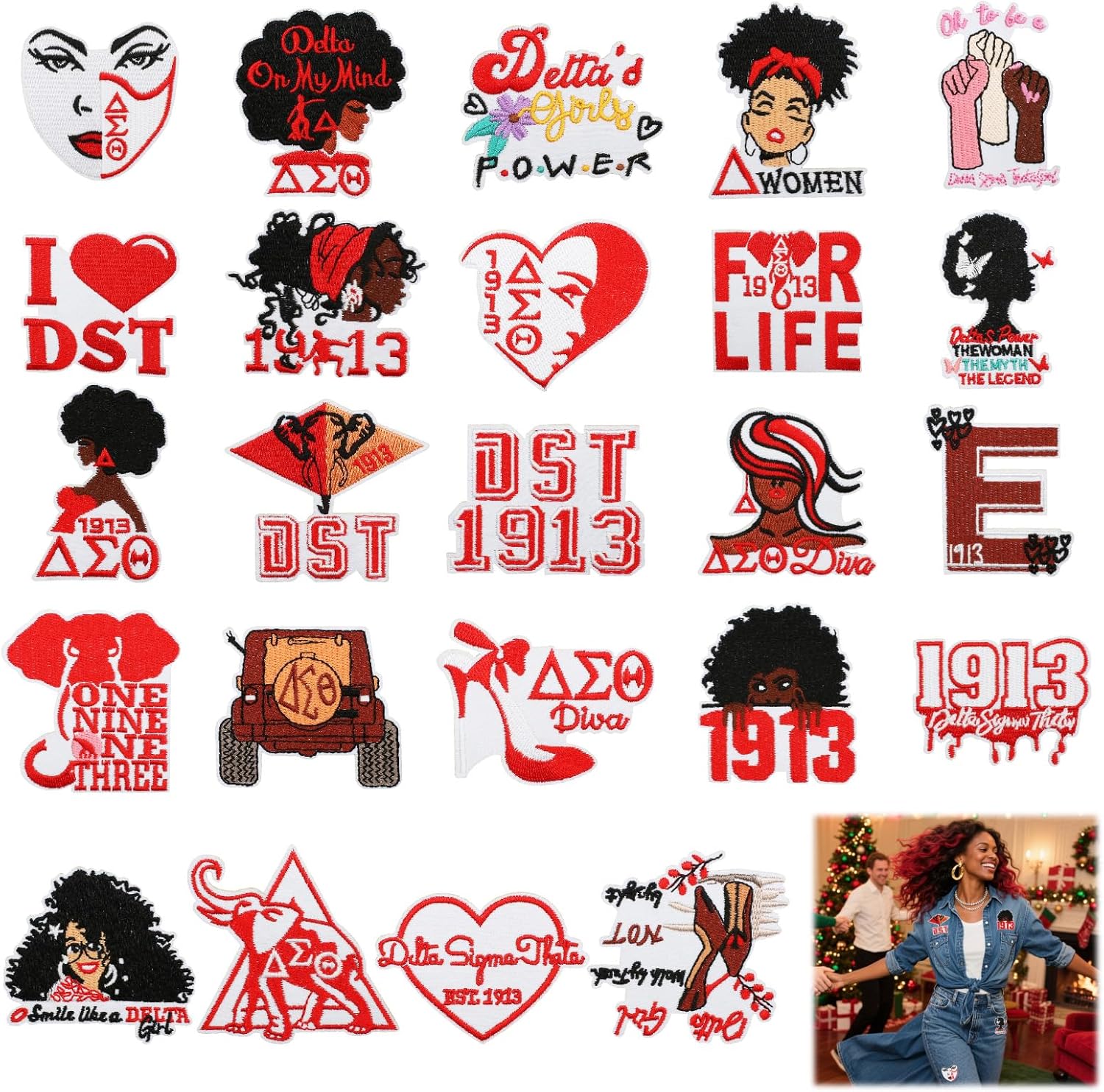 Amazon.com: 24 Pcs Delta Sigma Theta Iron On Patches, Sorority ...