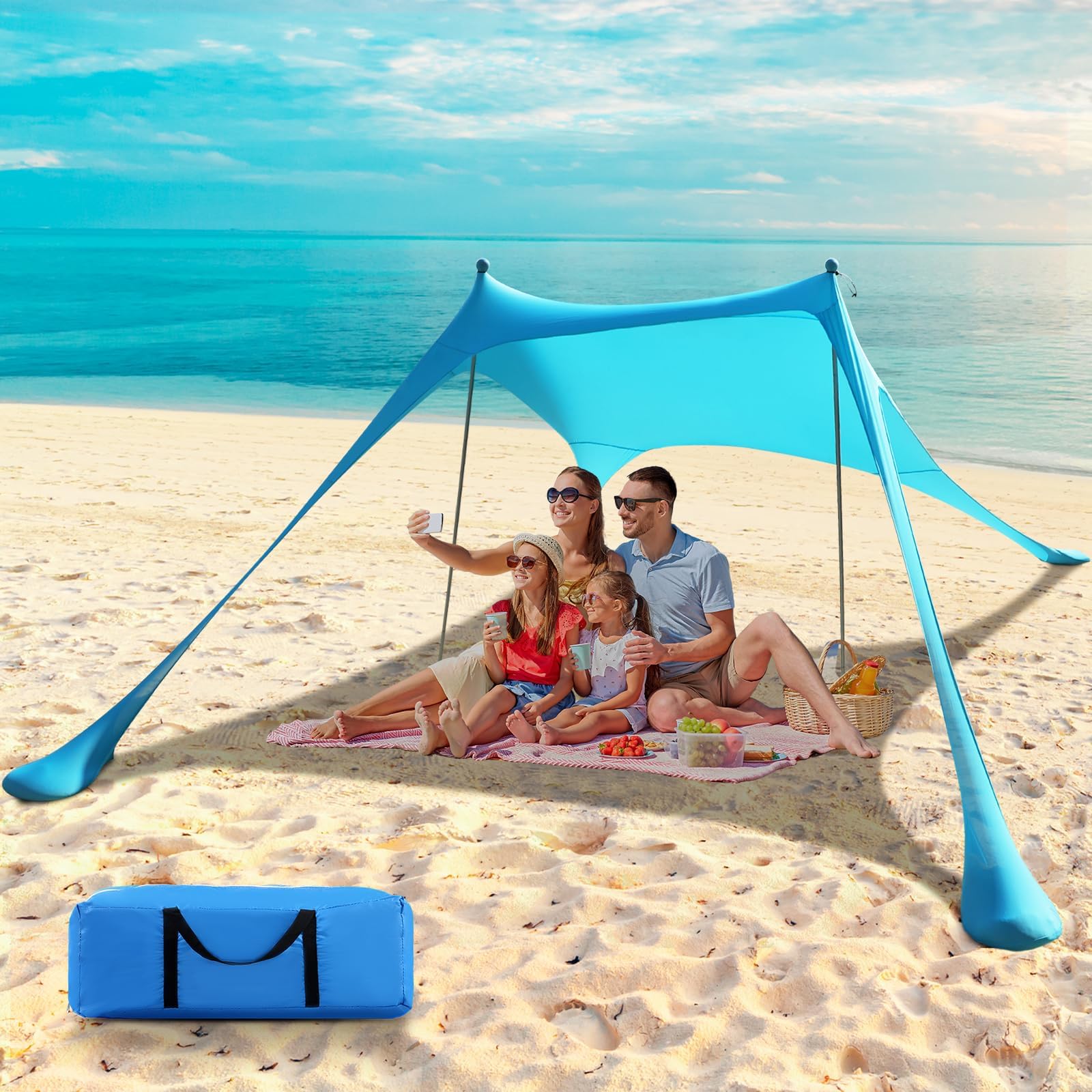 Amazon.com: Beach Tent Sun Shelter - 9.8 x 6.5 Ft Beach Canopy UPF50 ...