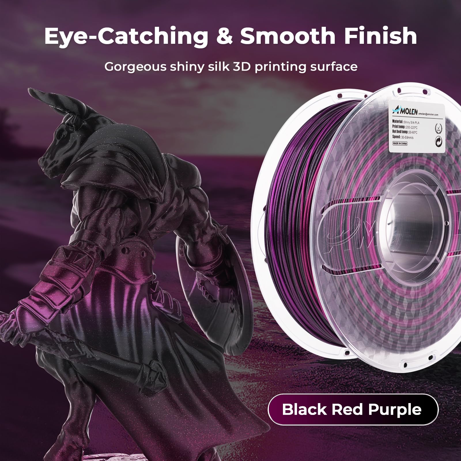 Snapklik.com : AMOLEN PLA 3D Printing Filament, PLA1.75mm Silk Shiny ...