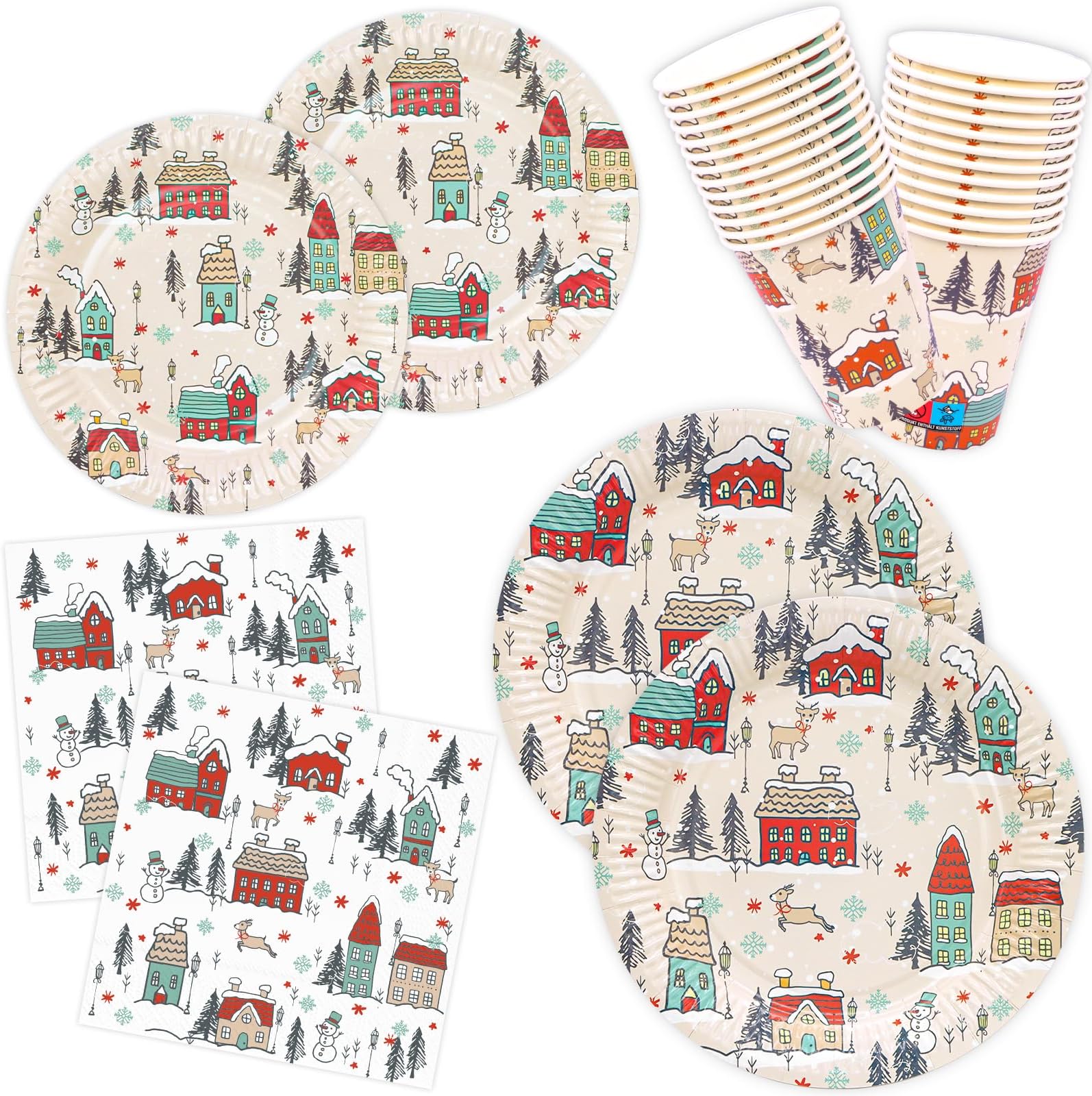 Amazon.com: 100 Pcs Frozen Plates and Napkins Sets - Snowflake Round ...