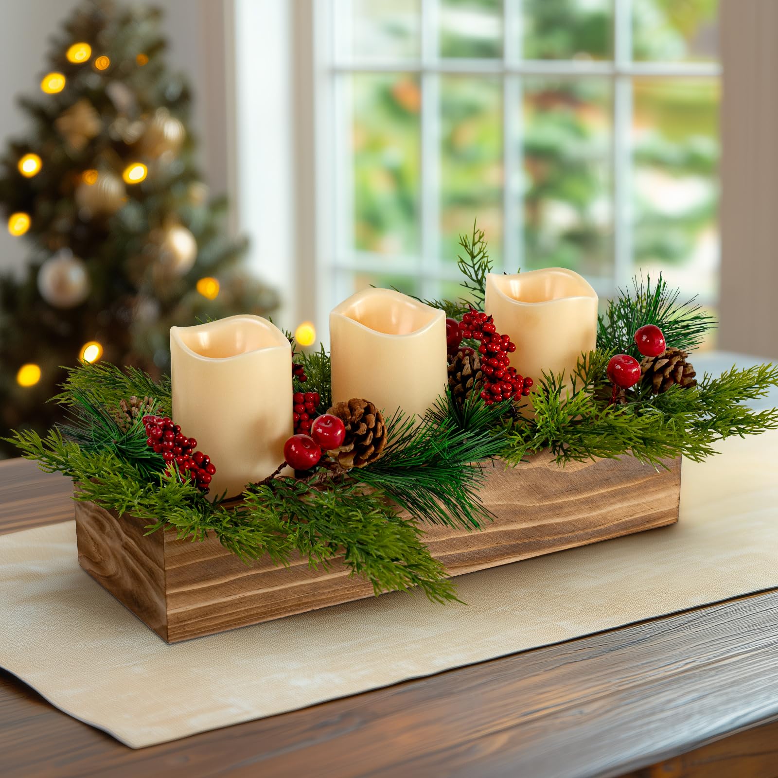 Amazon.com: Yongmao Christmas Candle Holder Centerpiece with 3 ...