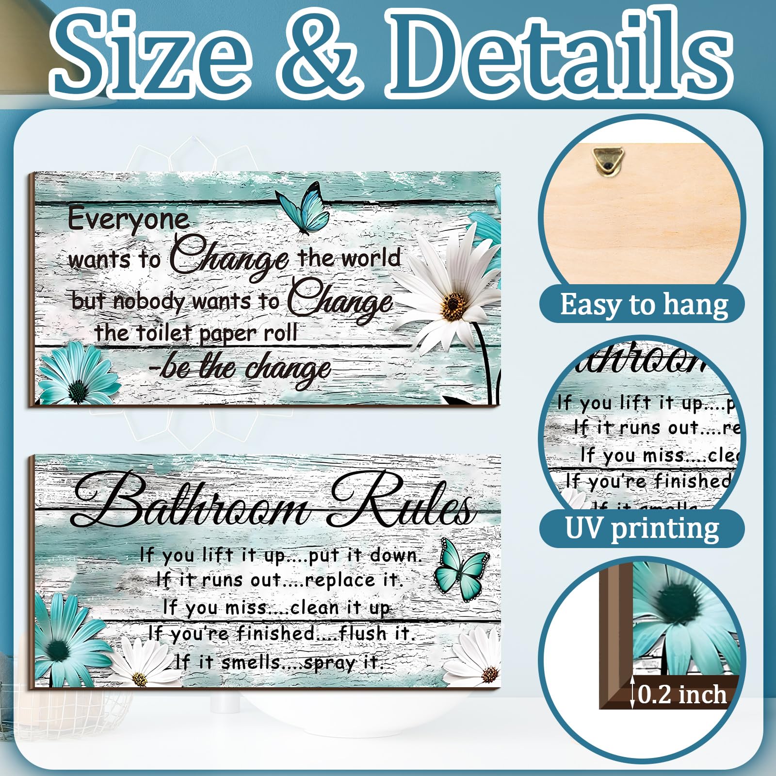 Snapklik.com : Jetec 2 Pieces Funny Teal Bathroom Signs Beach Theme ...