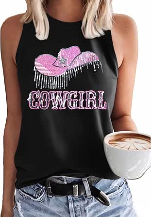 ASTANFY Western Tank Tops for Women Cowgirl Tops Sleeveless Country ...