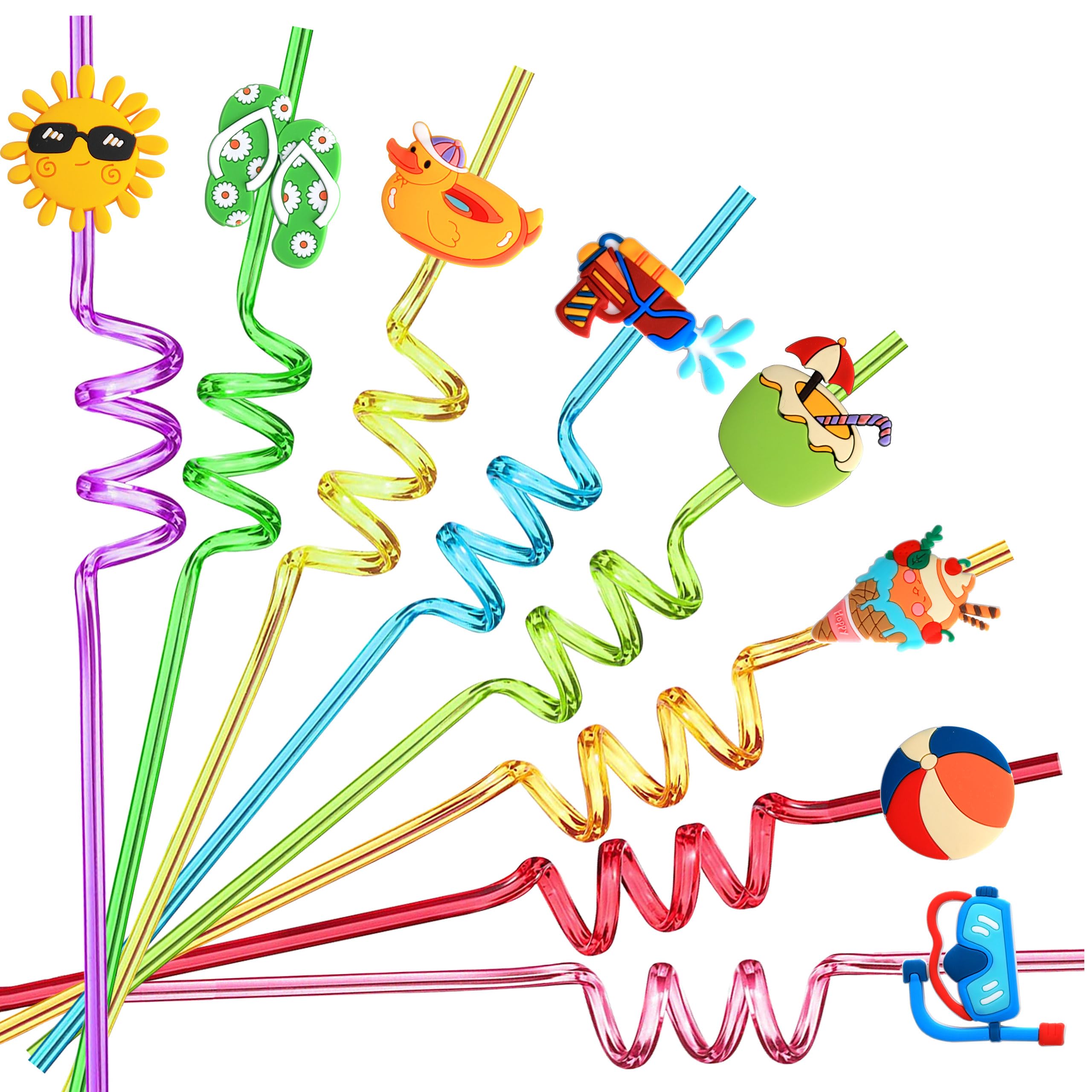 Amazon.com: QierGub 24 PCS Crazy Straws for Kids Bulk, Pool Party Favors, Beach Party Favors for ...