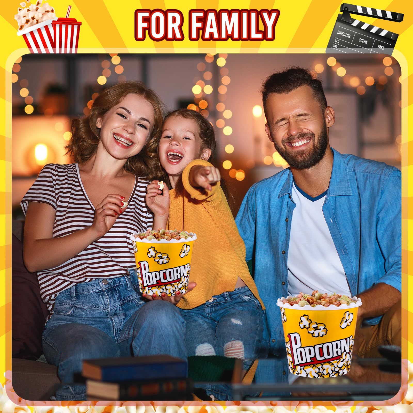 Snapklik.com : Roshtia 6 Pieces Plastic Popcorn Containers Reusable ...