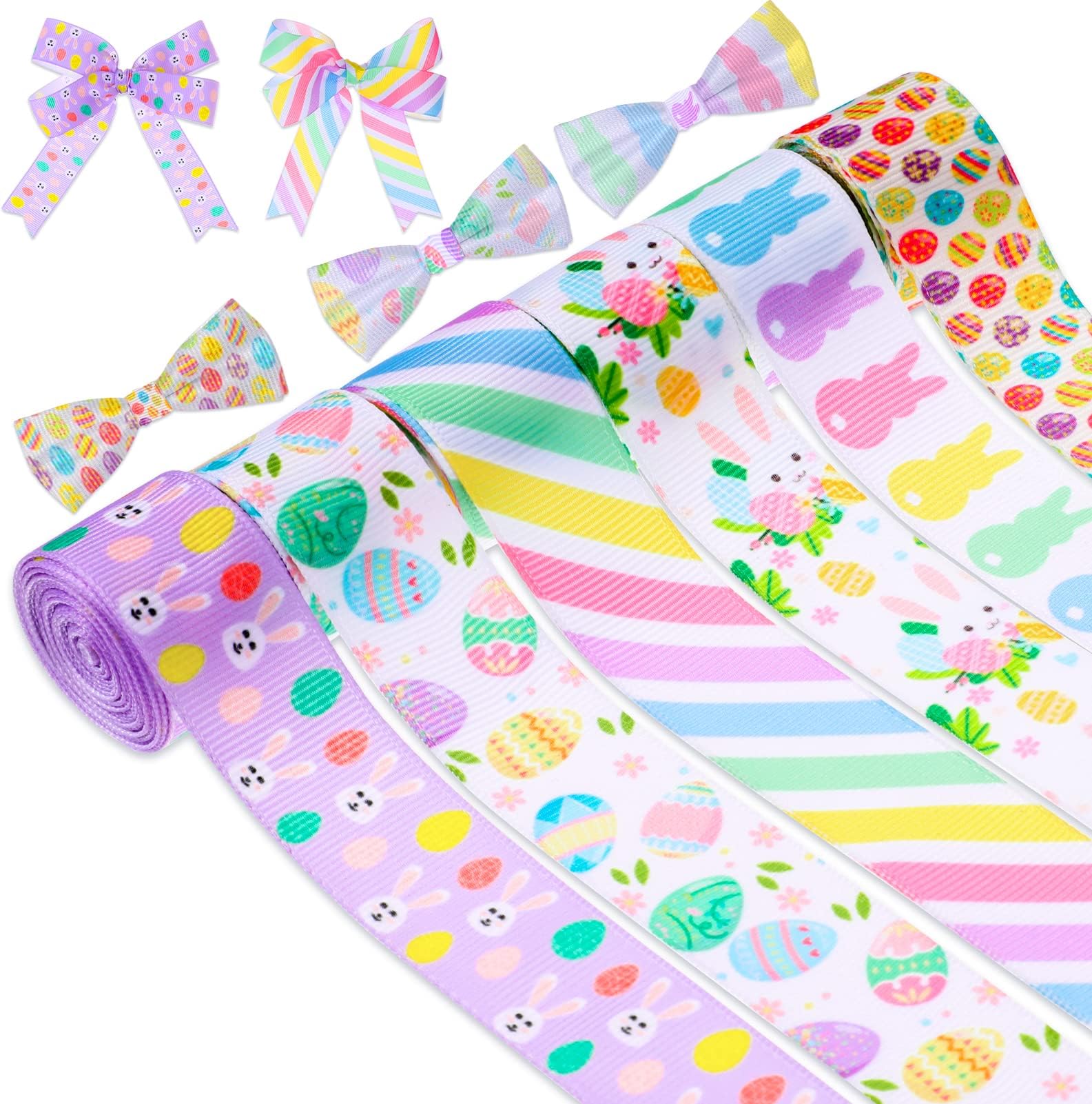 Amazon.com: 4pcs Easter Wide Ribbon Rolls, 20yd/60ft Easter Grosgrain ...