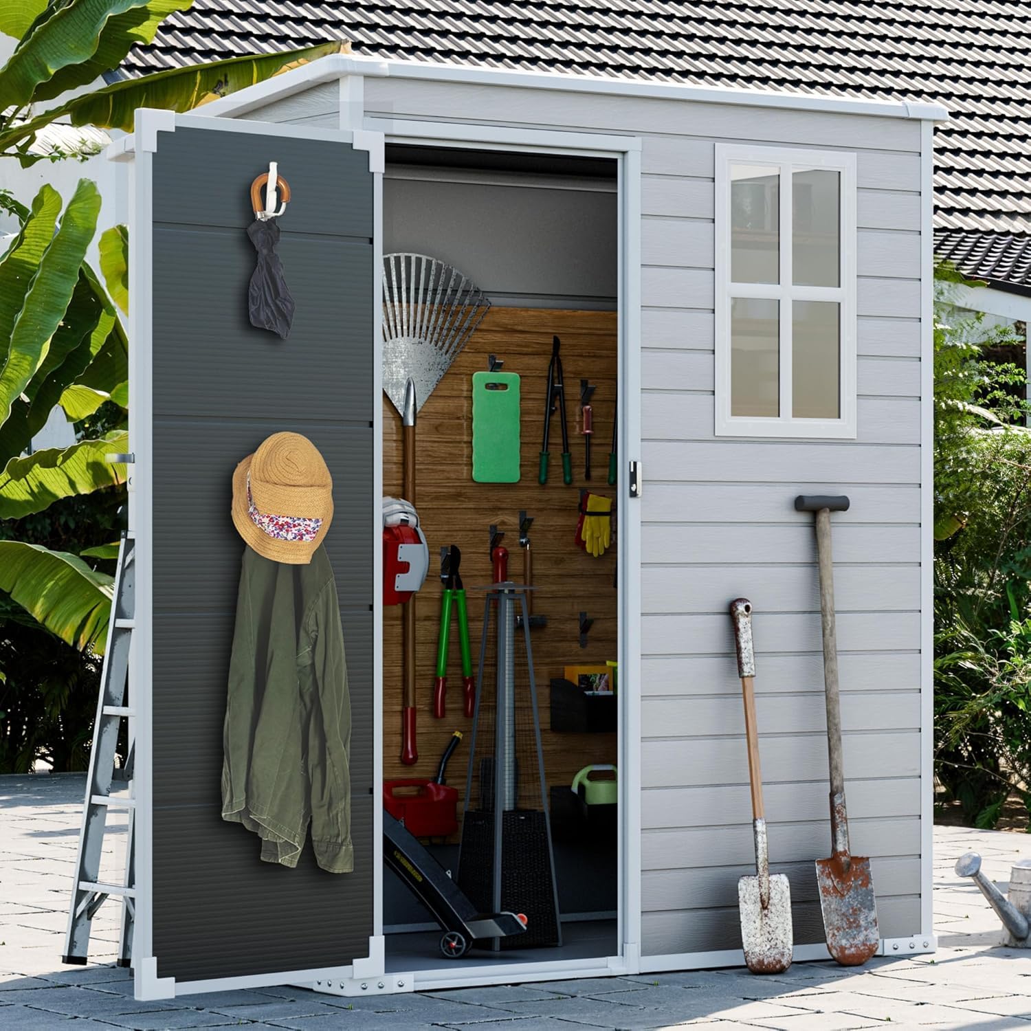 Amazon.com : CDCASA 5x3 FT Resin Storage Shed, Waterproof Outdoor Shed ...