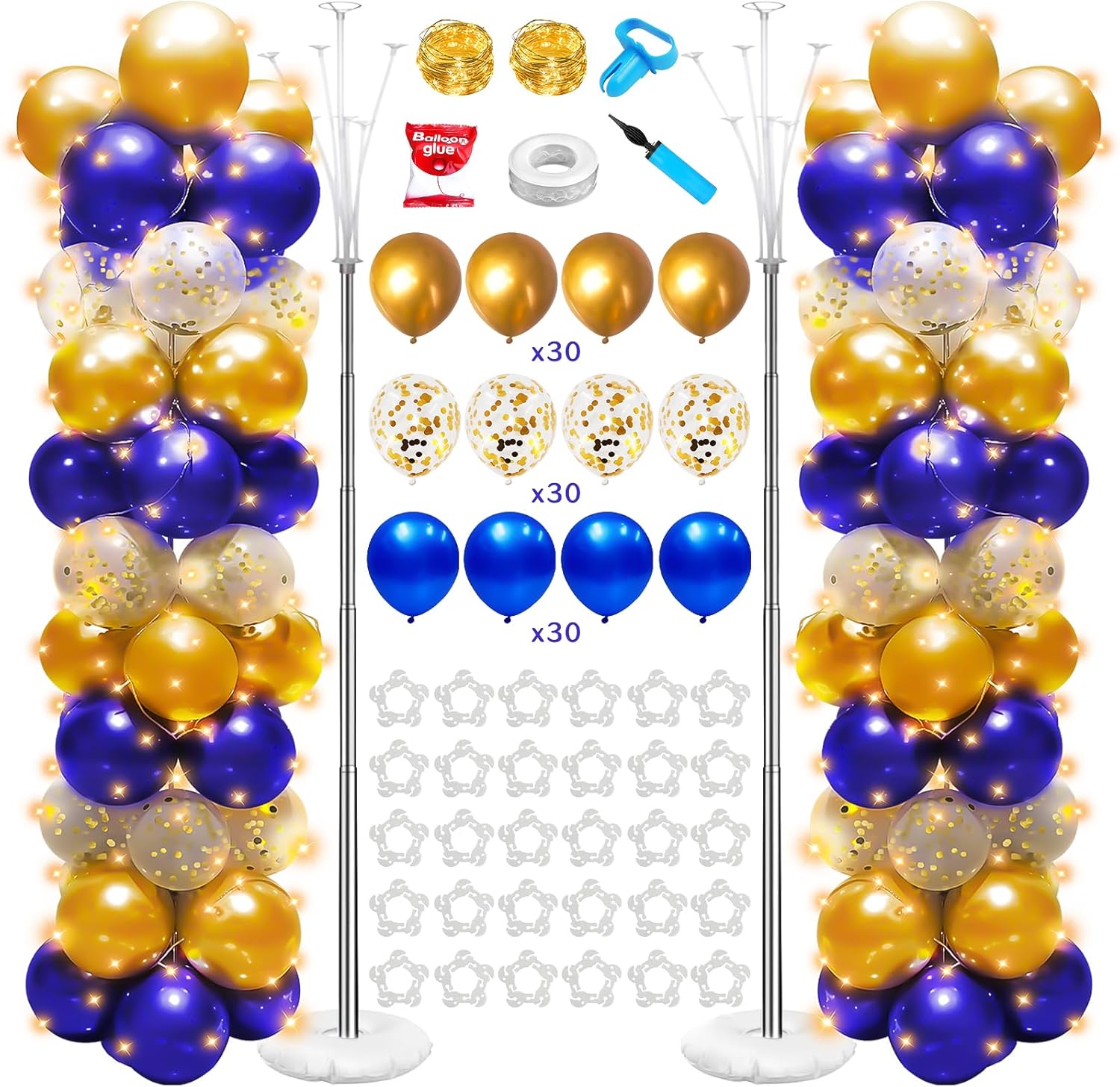 Amazon.com: Bule Balloon Column Stand Kit with Balloons & String Light ...