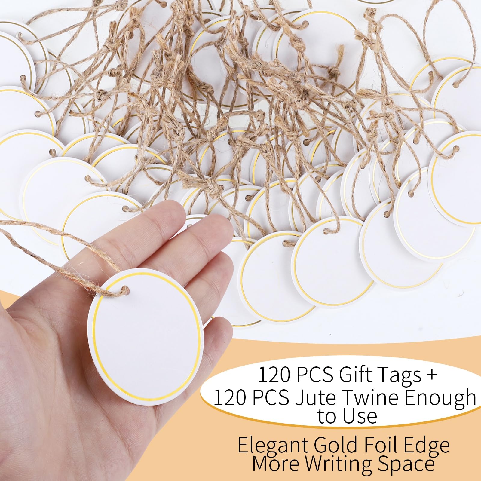 Snapklik.com : 120 PCS White Gift Tags, 2 Round Gift Tags