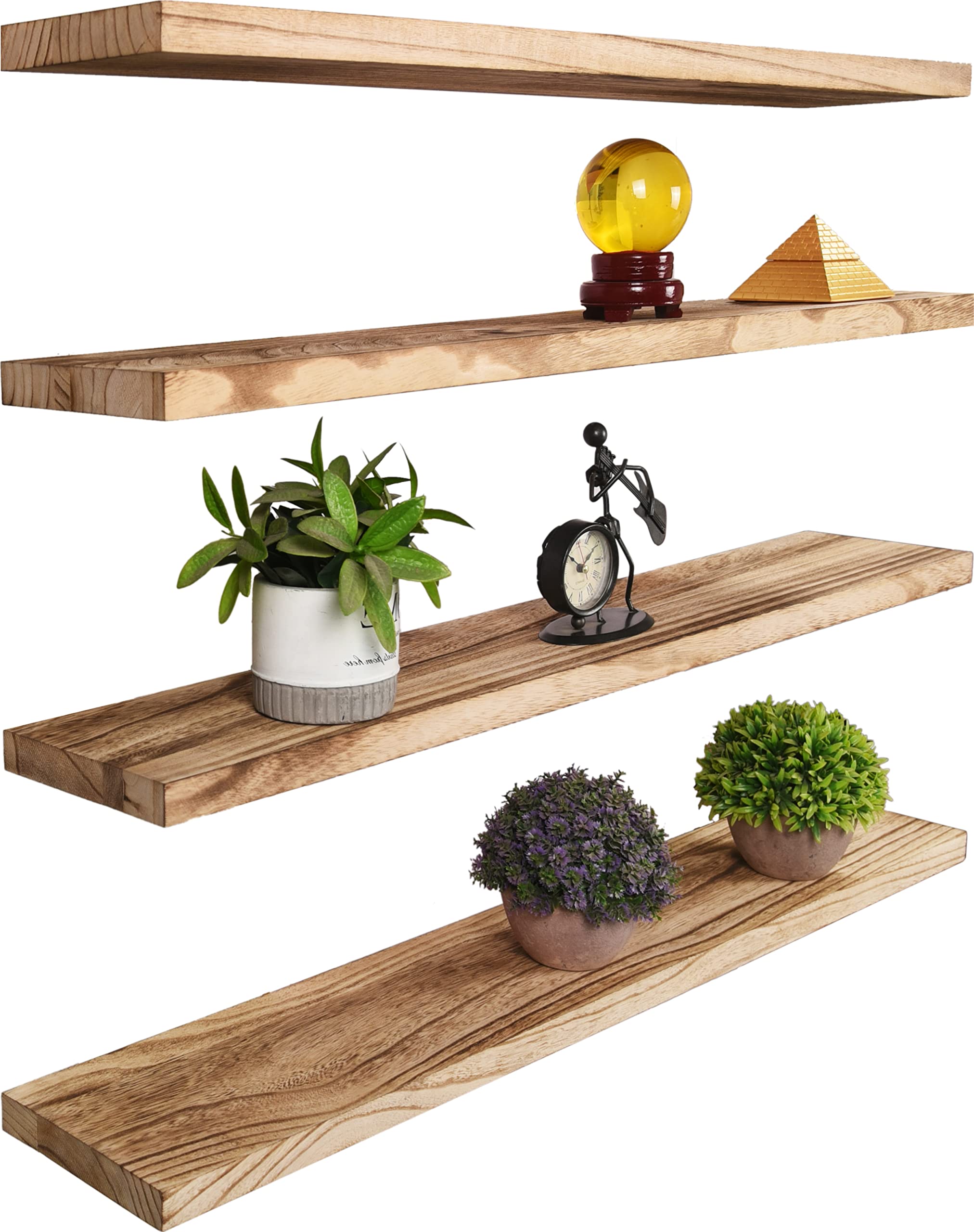 YYWUOJJ Nature Wood Floating Shelves for Wall Decor, Rustic Wall ...