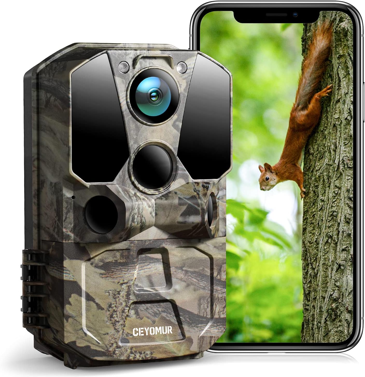 CEYOMUR Solar Wildkamera 4K 30fps, 46MP Wildkamera WLAN Bluetooth, 120 ...