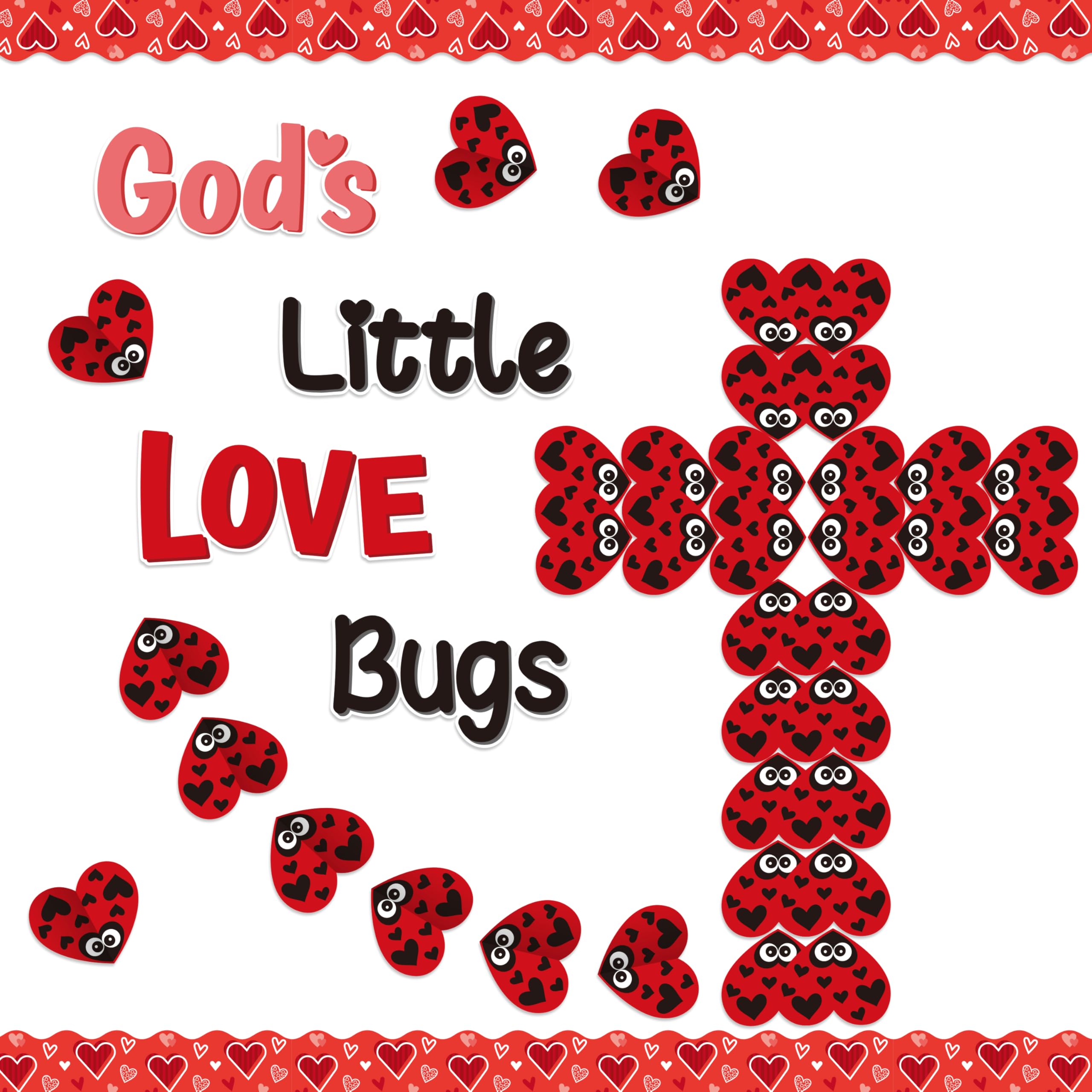 Amazon.com: B1ykin Valentines Love Bugs Bulletin Board - 84Pcs ...