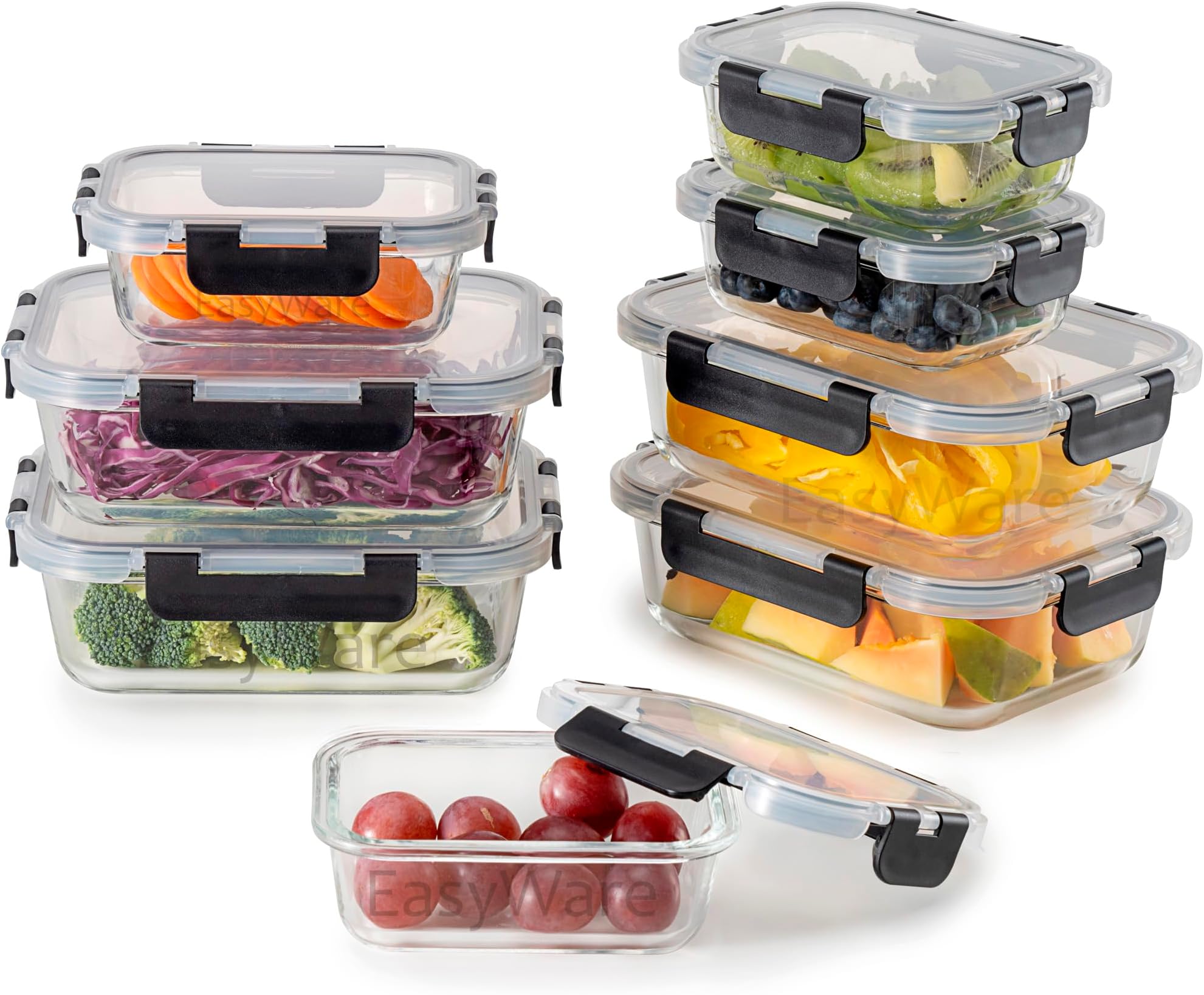 EasyWare JUEGO DE RECIPIENTES DE VIDRIO HERMÉTICOS, CONTENEDORES Para ...